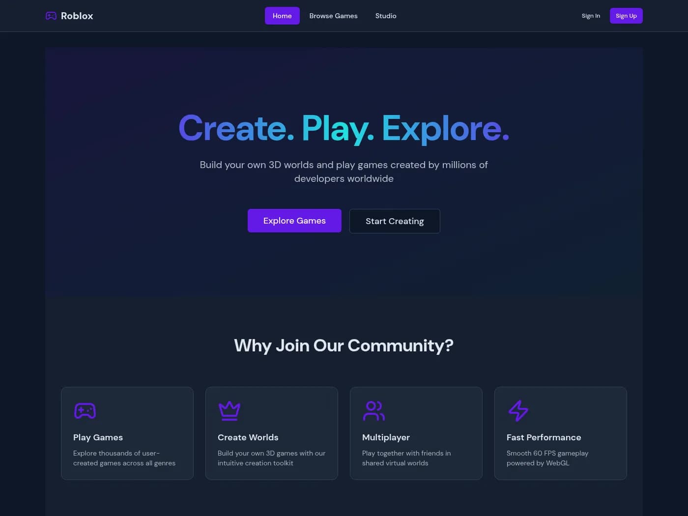 Roblox Clone - Create and Explore User-Generated 3D Worlds