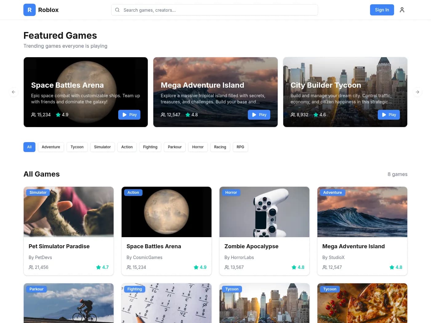 Roblox Clone Platform