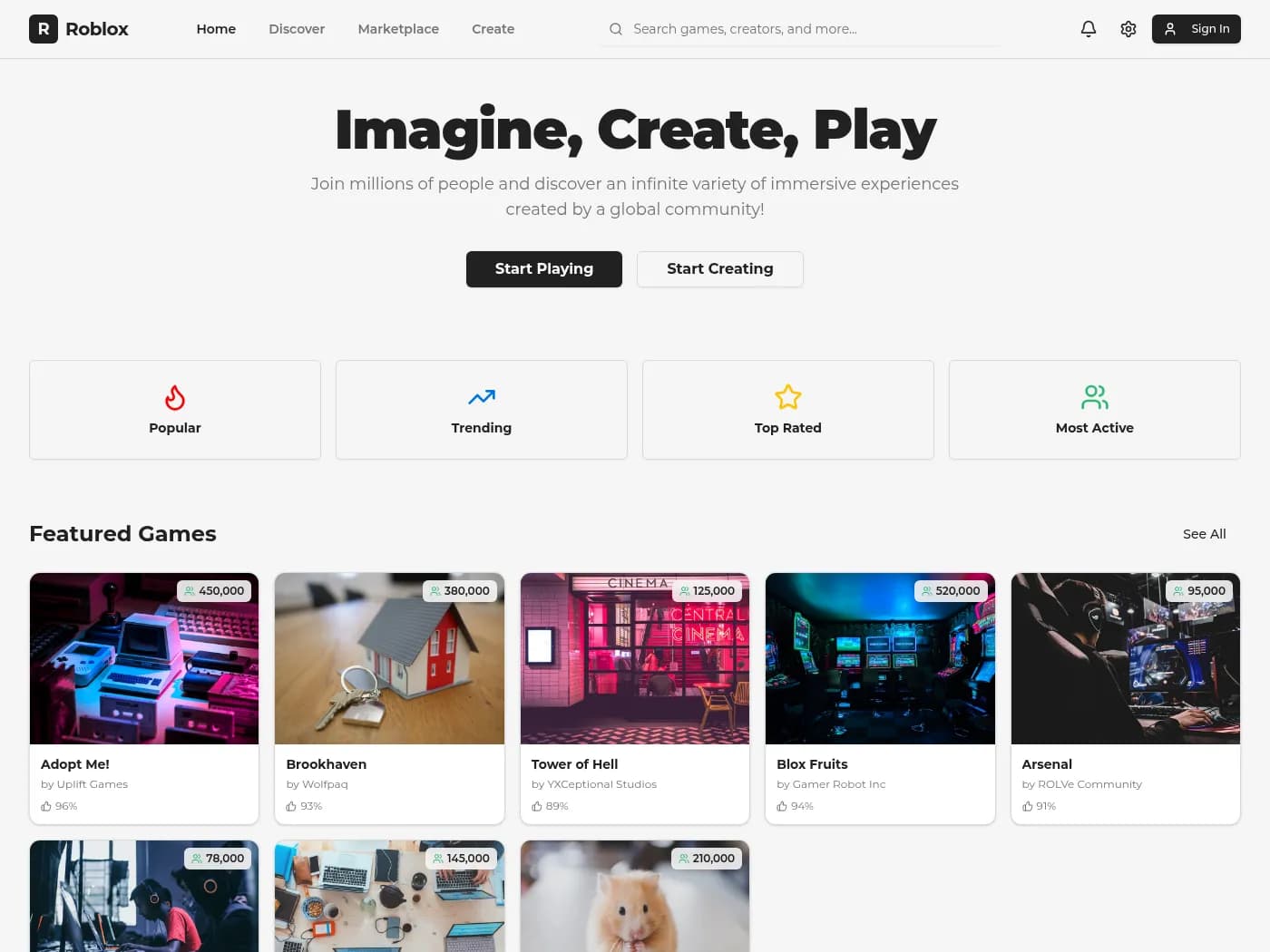 Roblox Full Web Clone