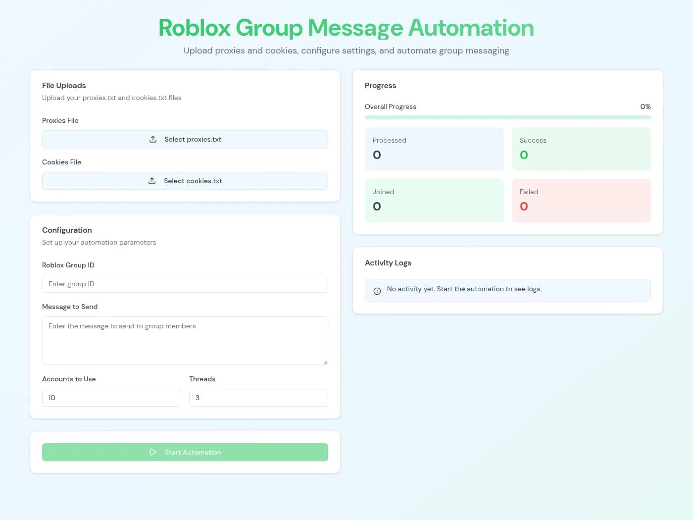 Roblox Group Message Automation Web App