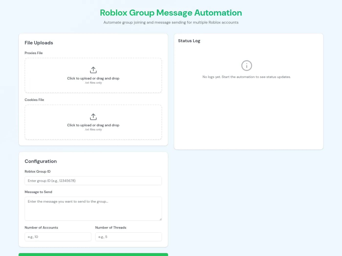 Roblox Group Message Automation Web Platform