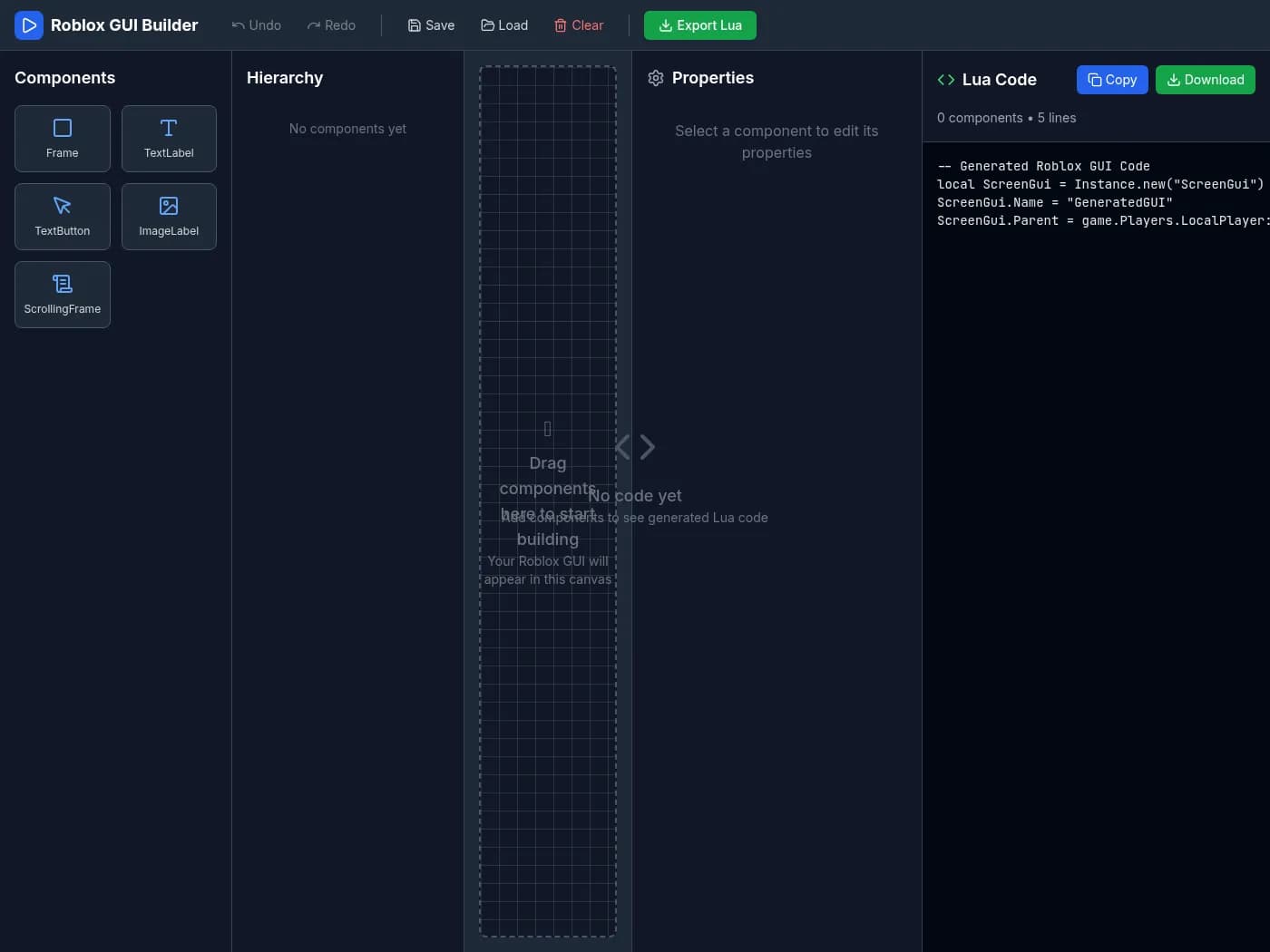 Roblox GUI Builder & Lua Exporter