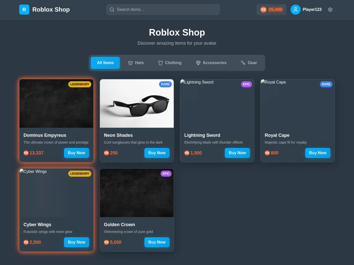 Roblox Shop UI Template
