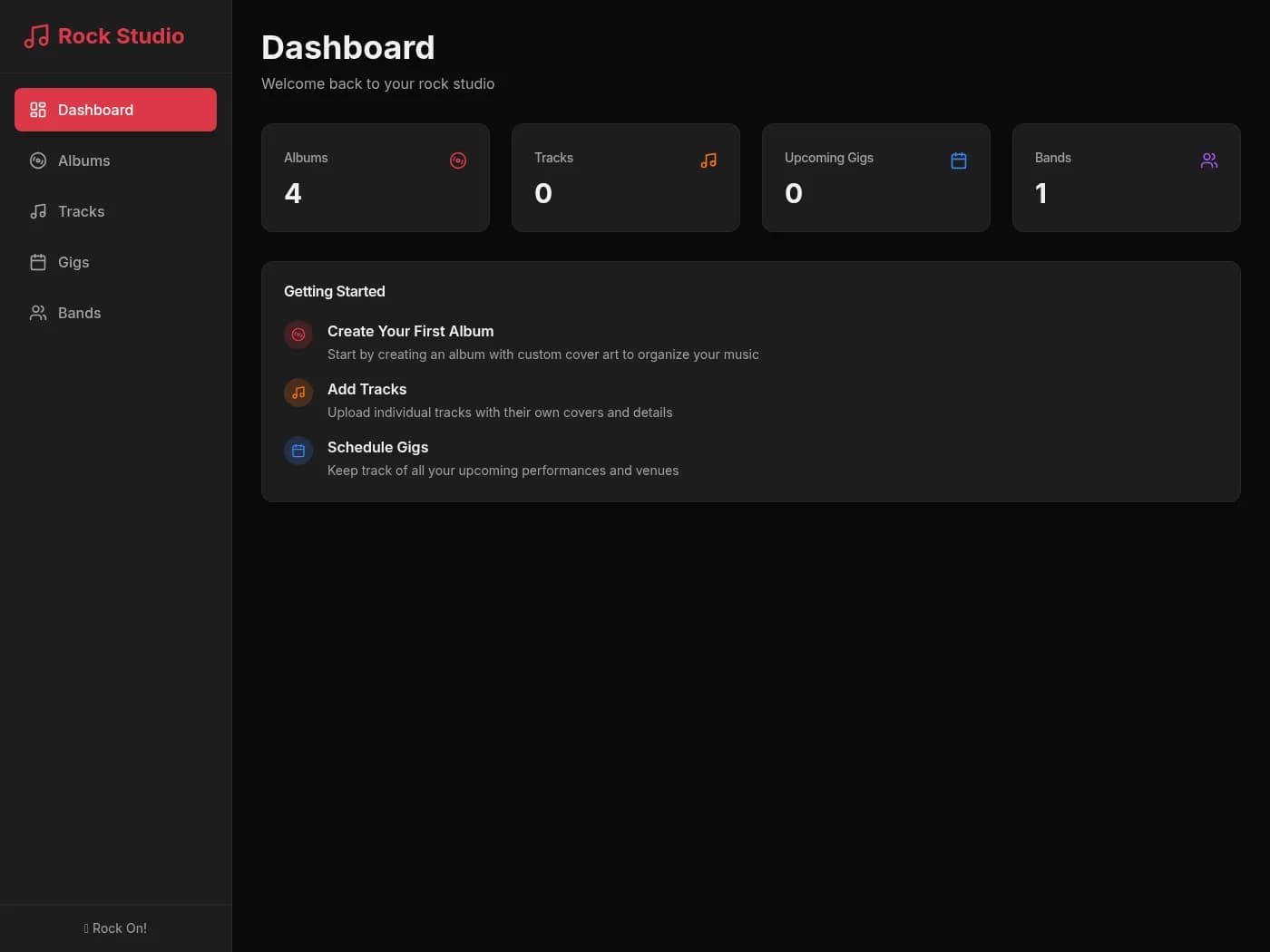 Rock Music Creator and Album Management Platform