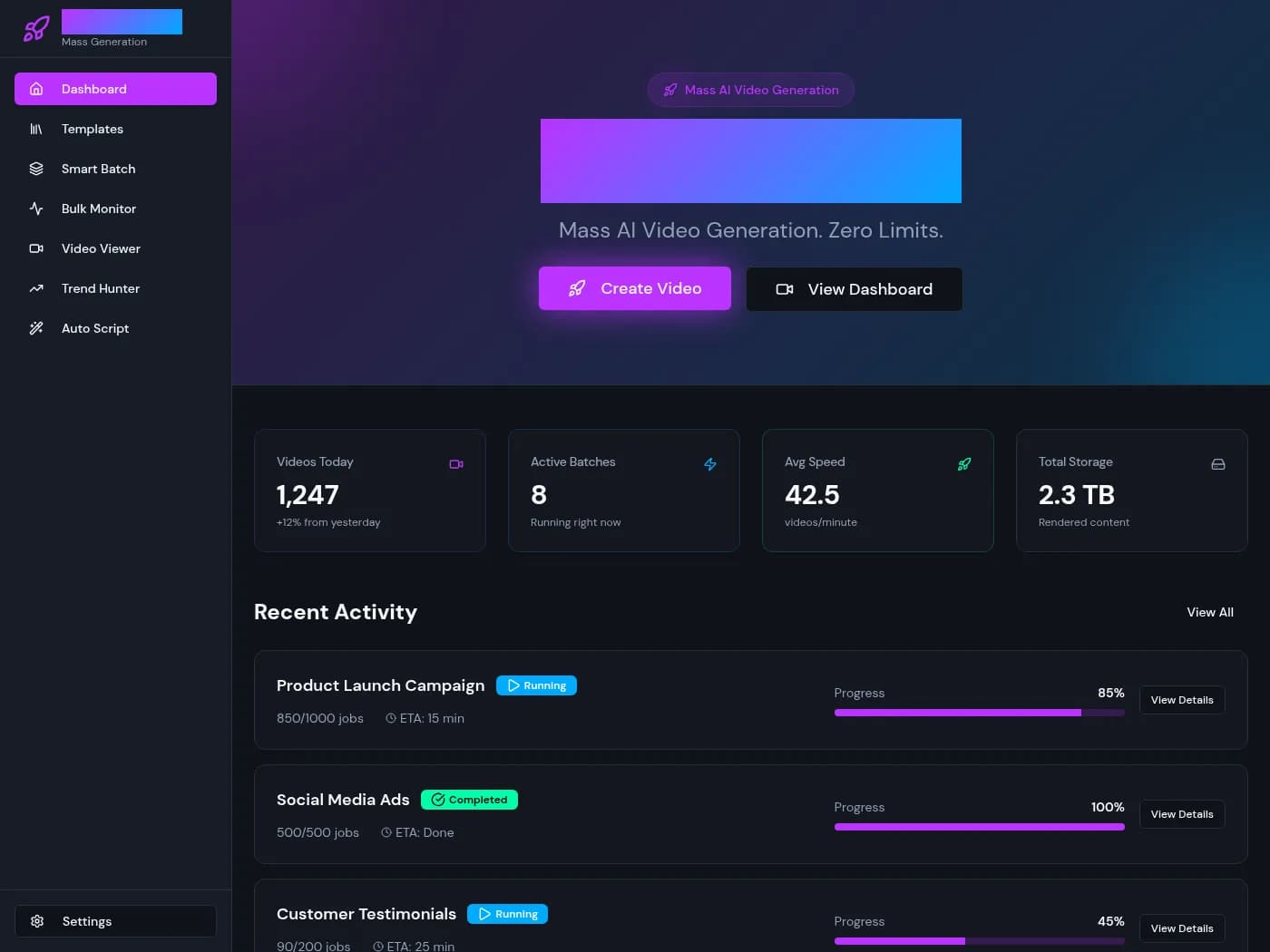 RocketAI.Video Experience Dashboard