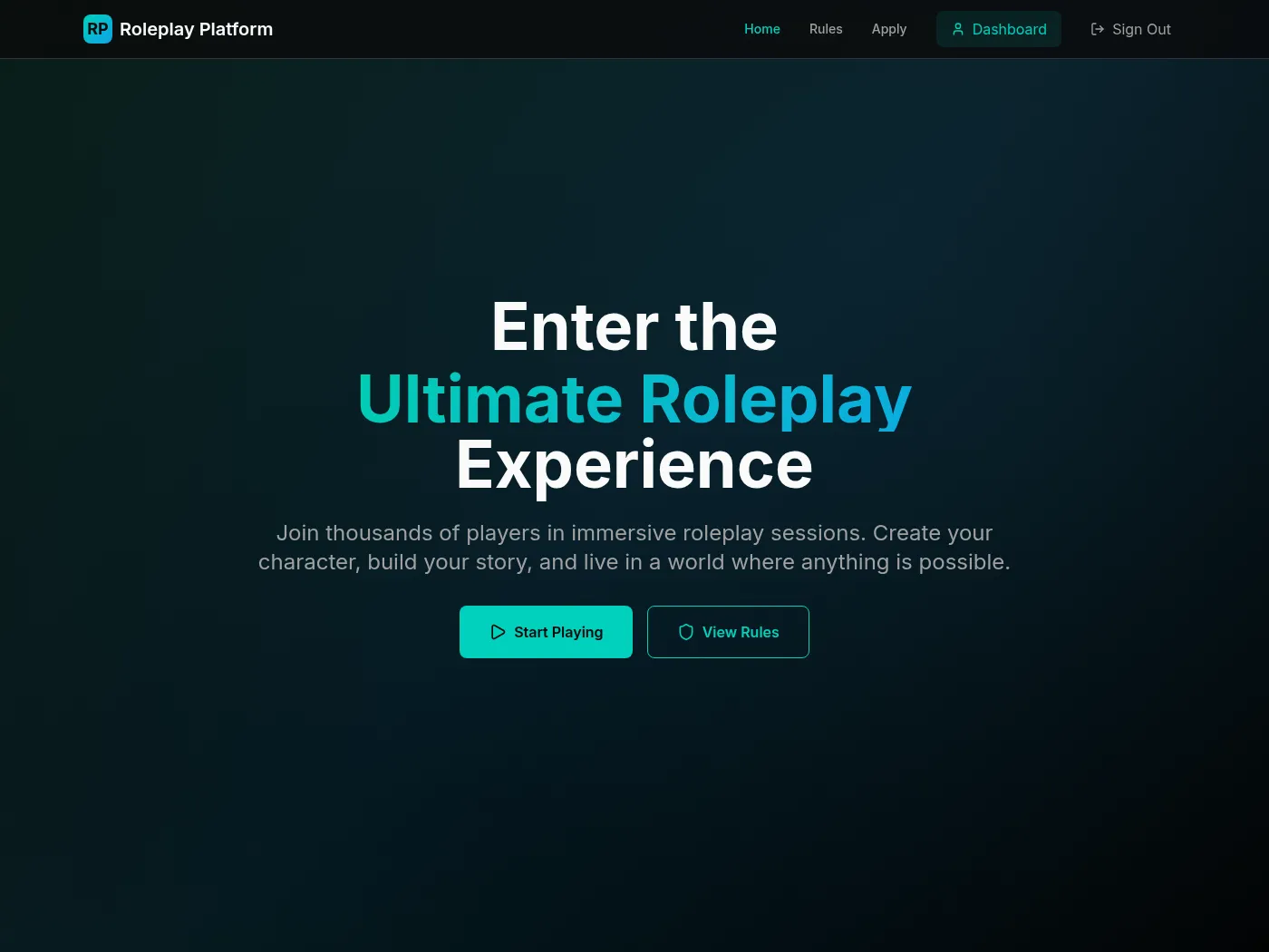 Roleplay Platform Web App