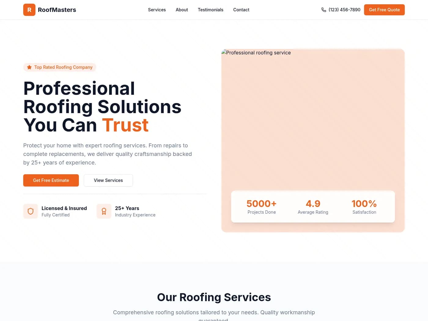 Roofing Business Homepage