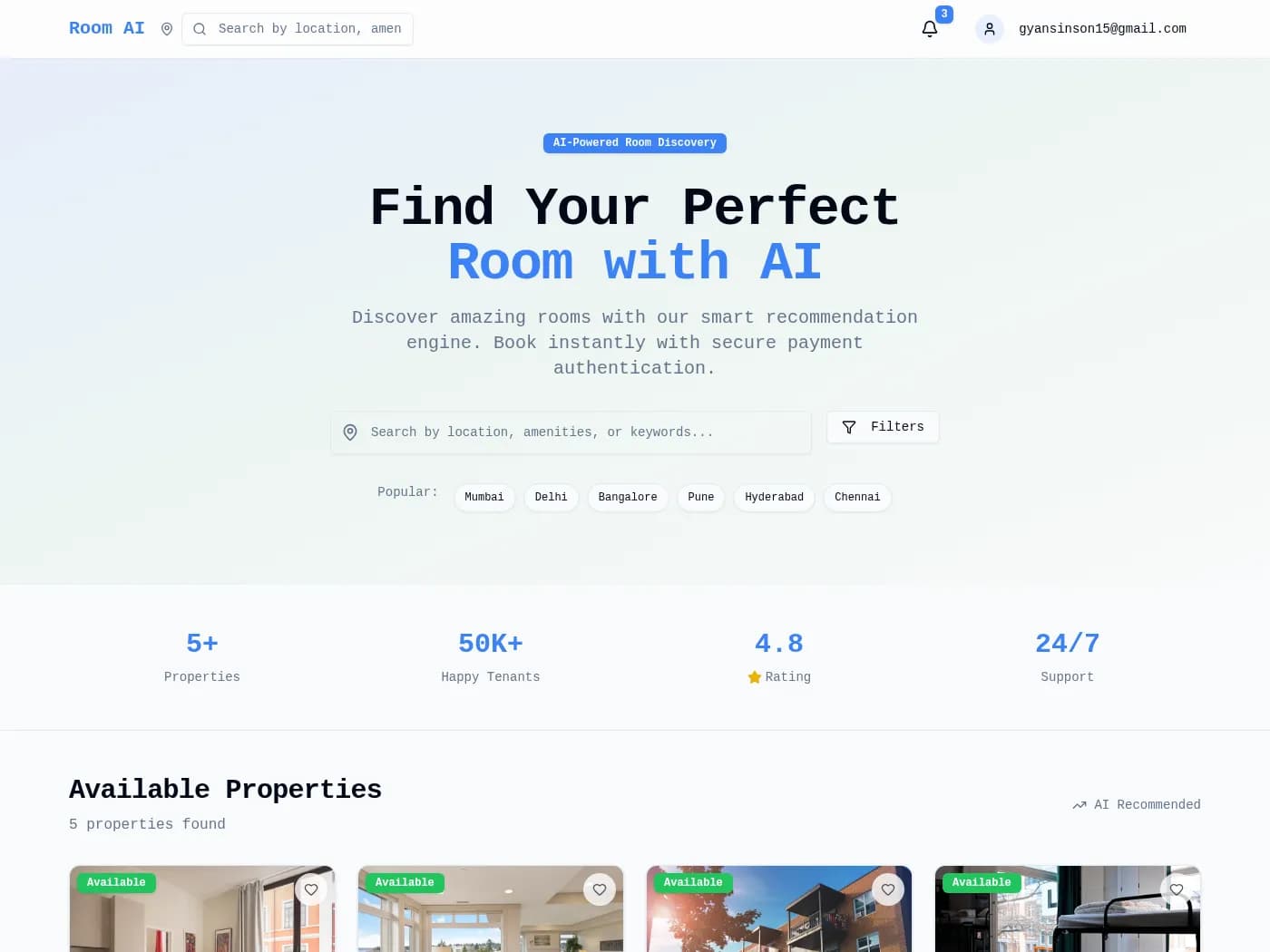 Room AI: Intelligent Room Booking & Property Management Web App