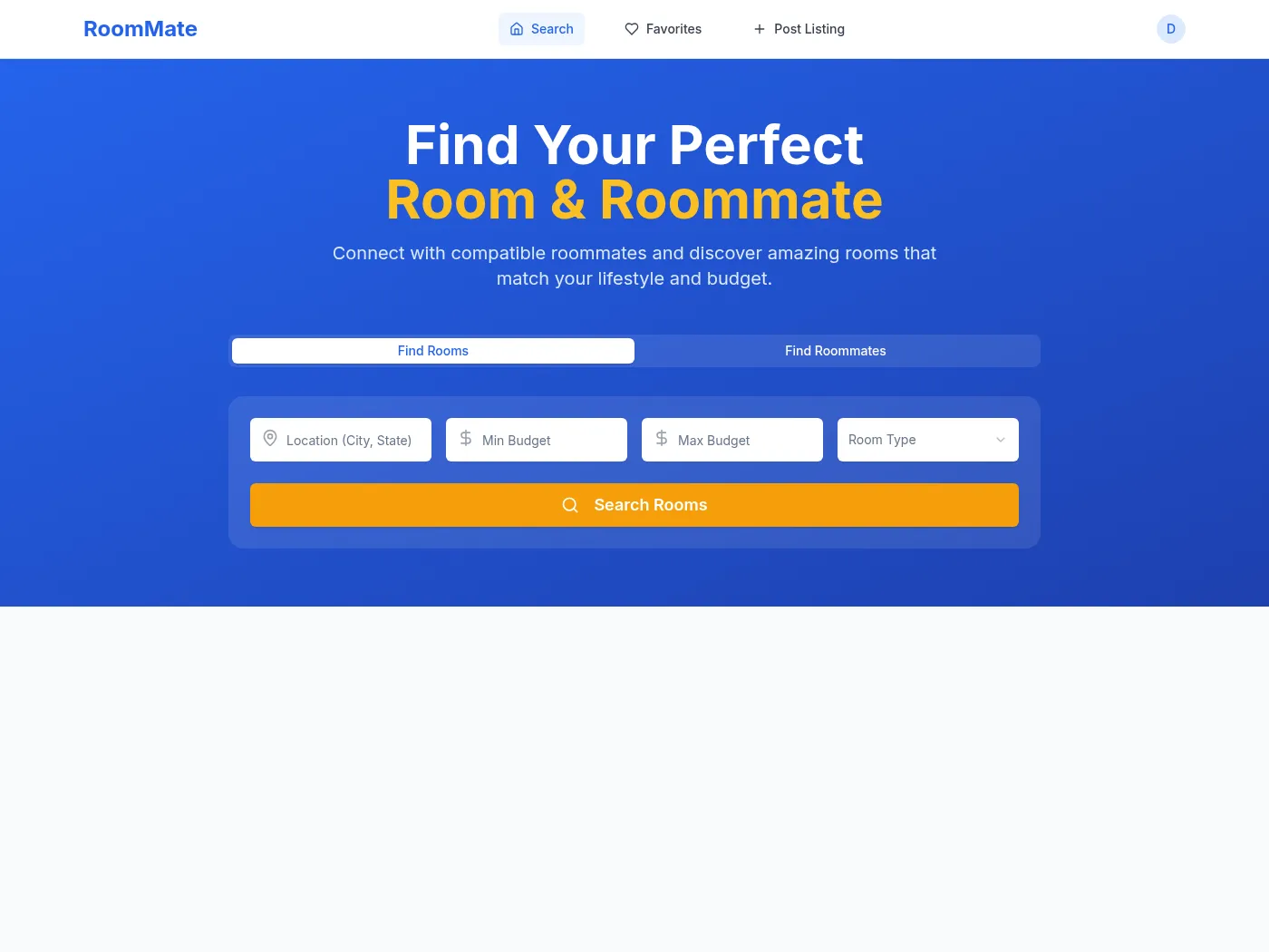 Room and Roommate Finder Platform