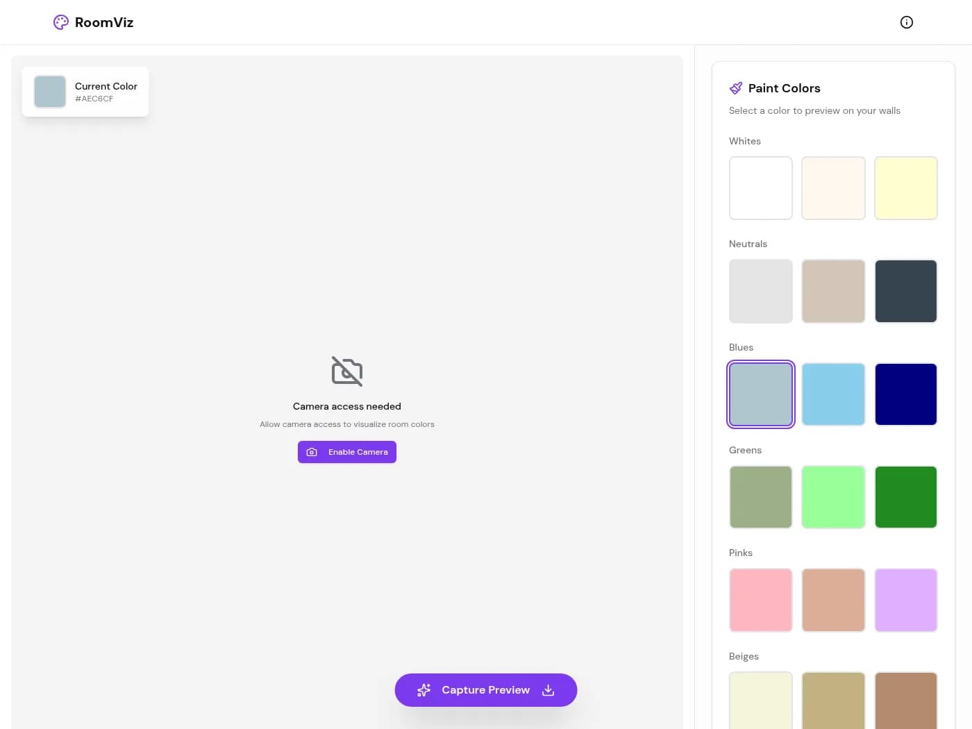Room Layout Designer with Camera Color Visualization
