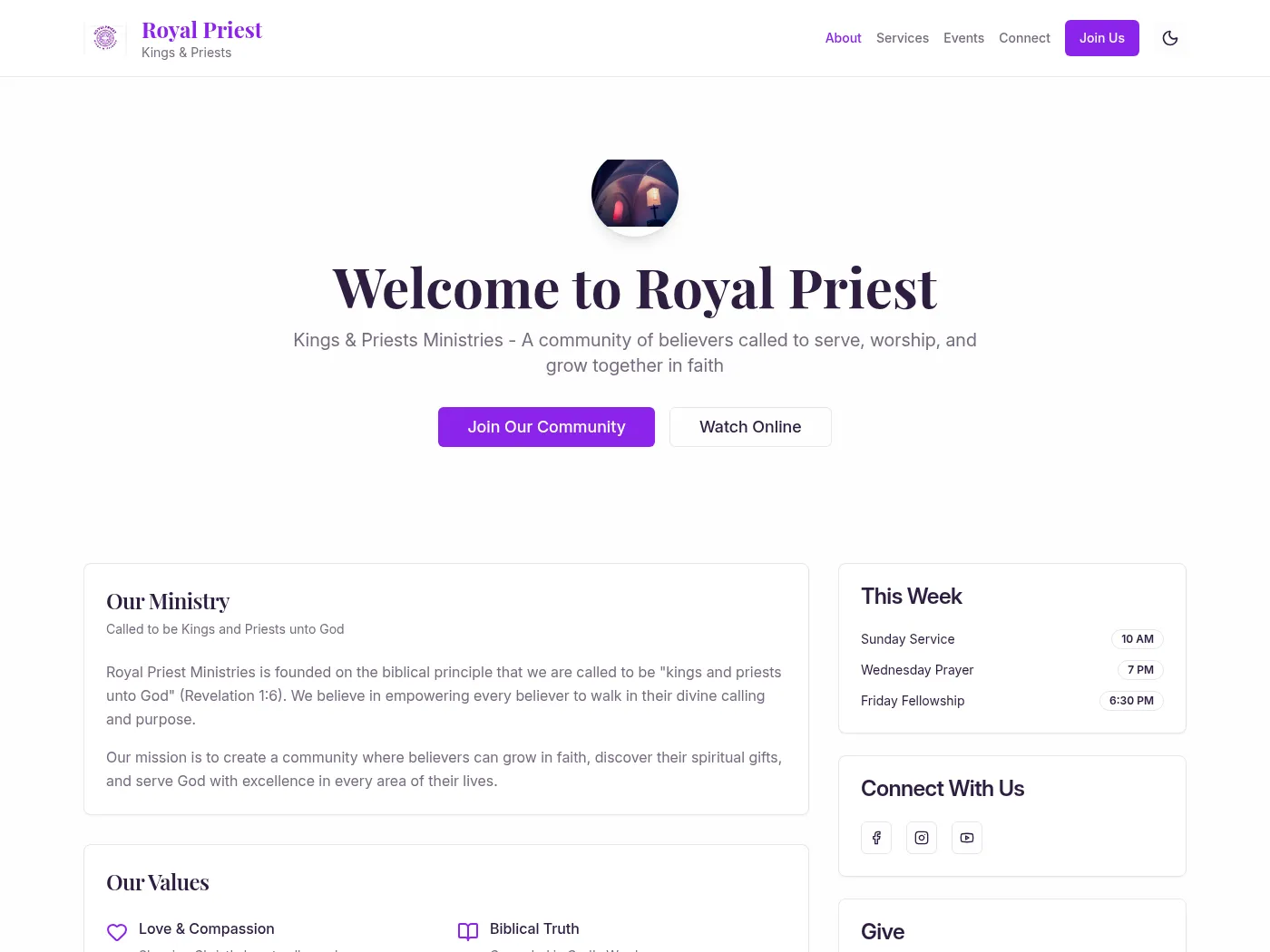 Royal Priest Ministries Website Clone