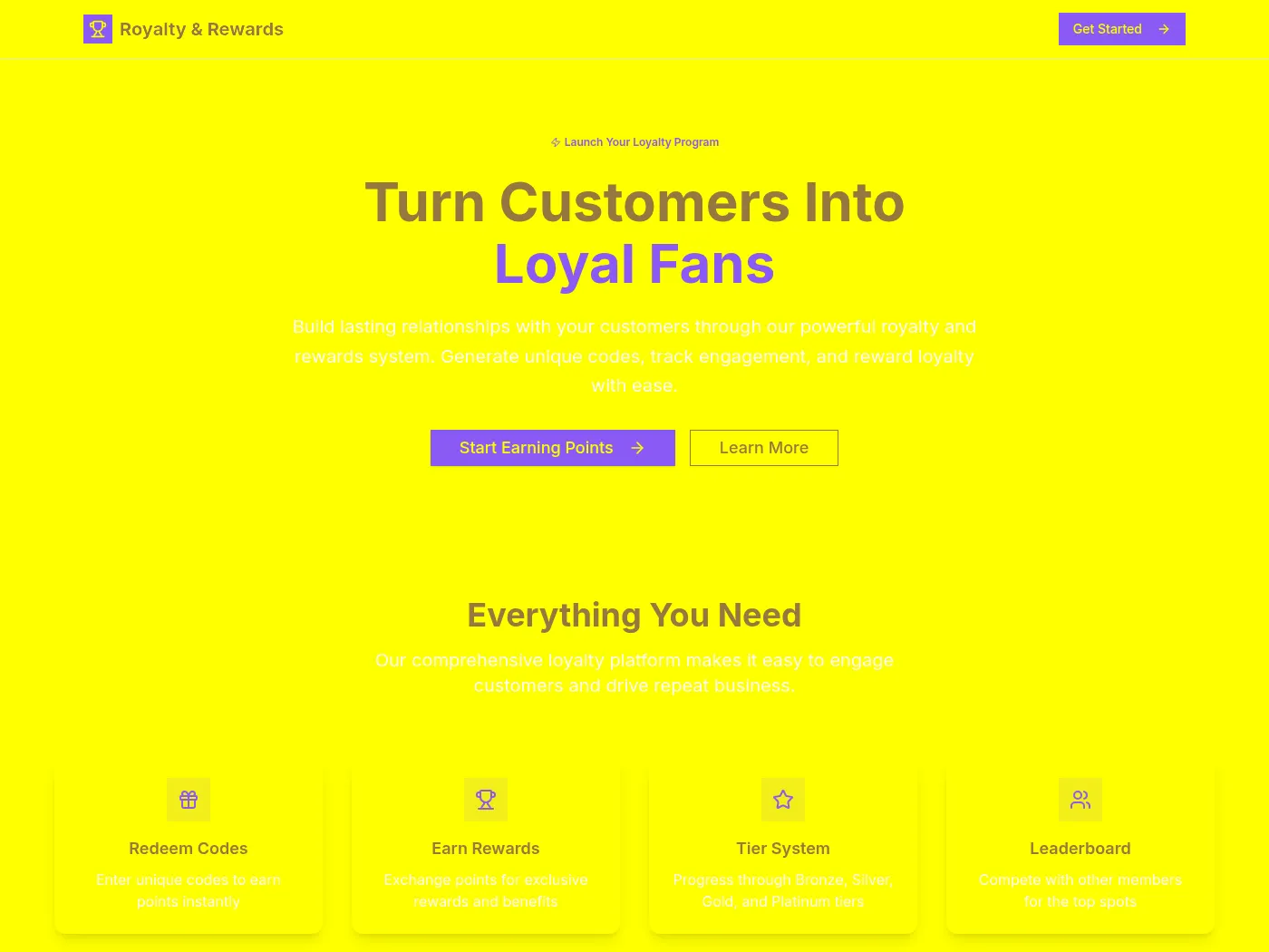 Royalty & Rewards Code System