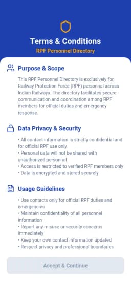 RPF Personnel Directory Mobile App