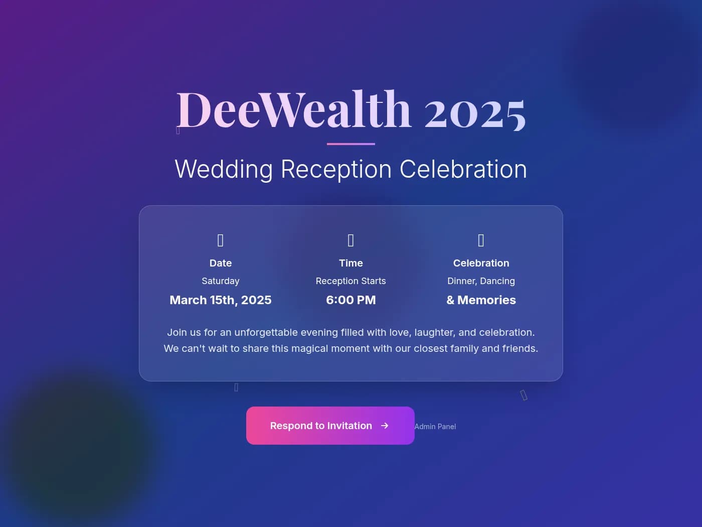 RSVP-Based Reception Invitation Website
