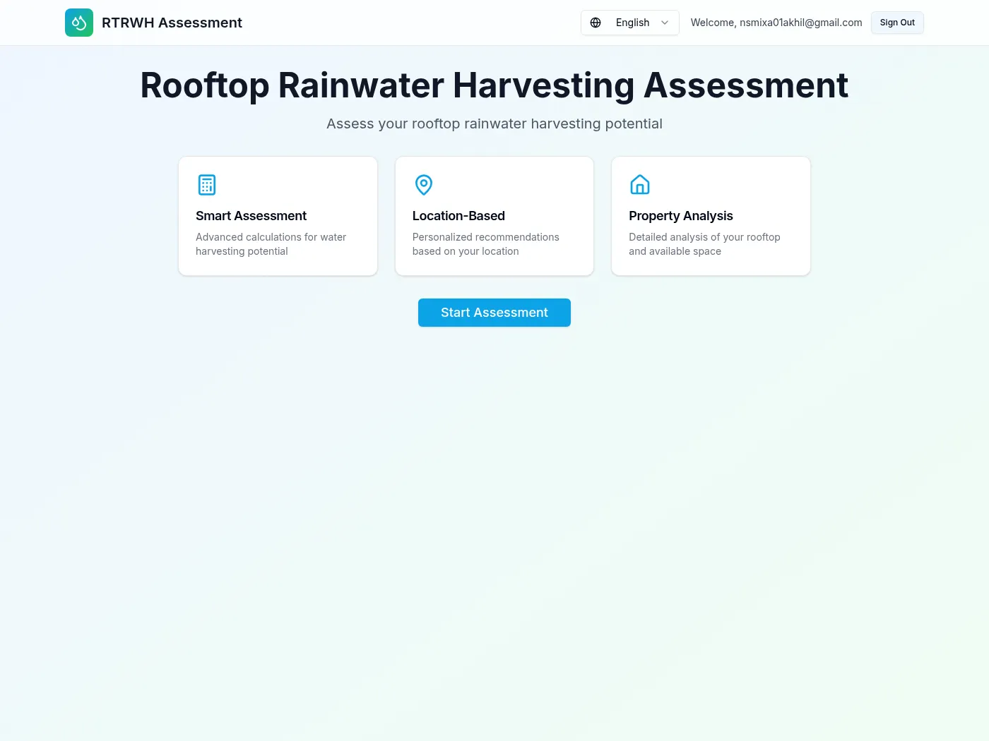 Rooftop Rainwater Harvesting & Artificial Recharge Assessment Tool