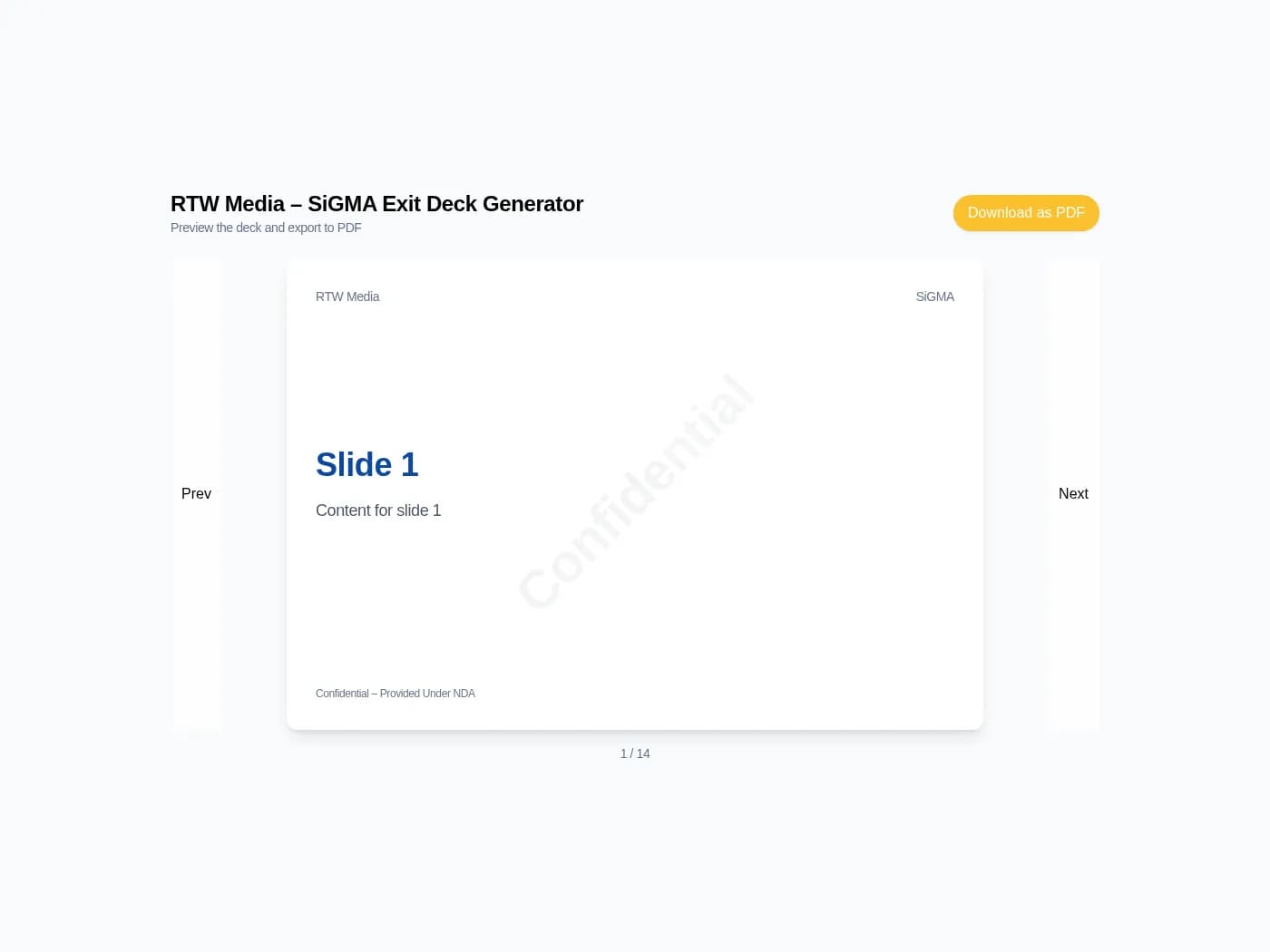 RTW Media – SiGMA Exit Deck Generator