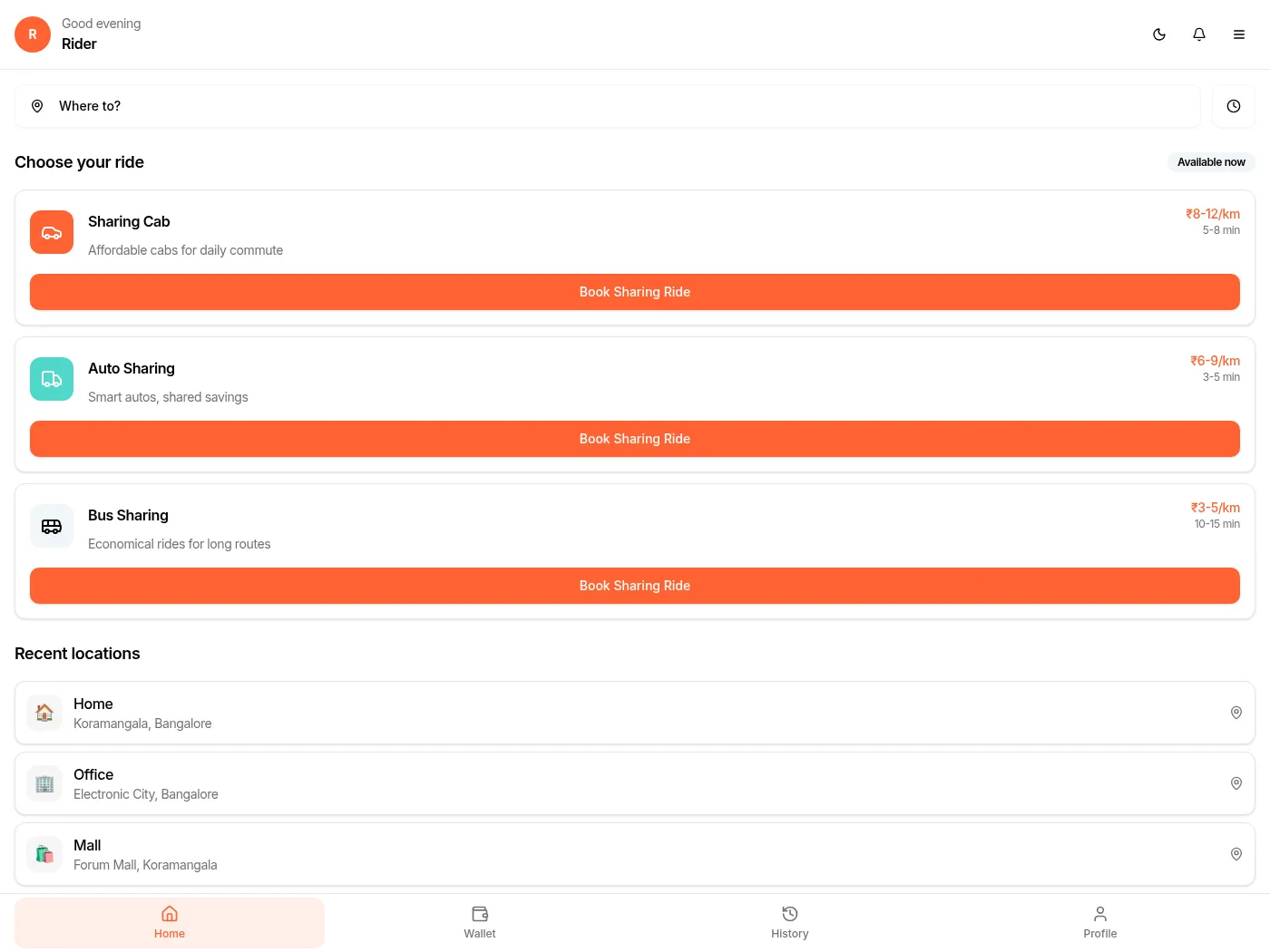 Rydo – Shared Ride Booking PWA for India