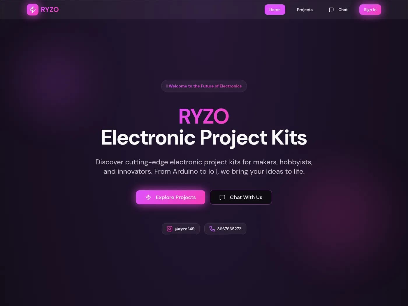 RYZO – Futuristic Electronic Project Sales Platform