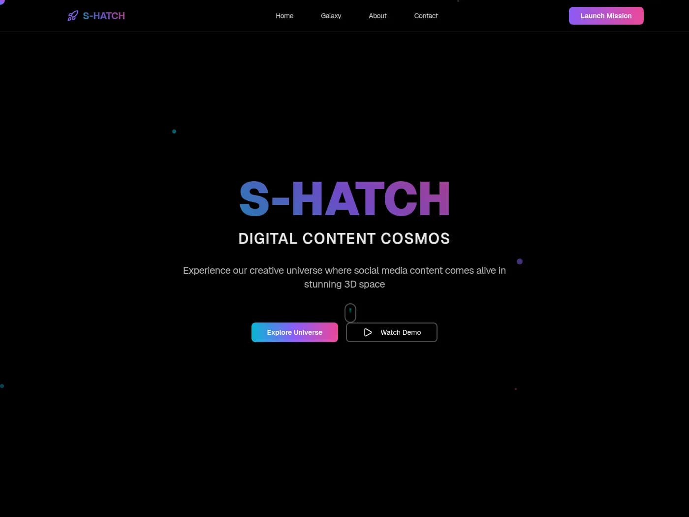 S-HATCH: Immersive Space-Themed 3D Marketing Landing Page