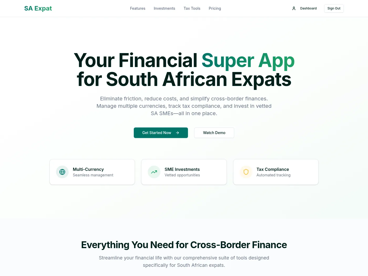 SA Expat Financial Super App