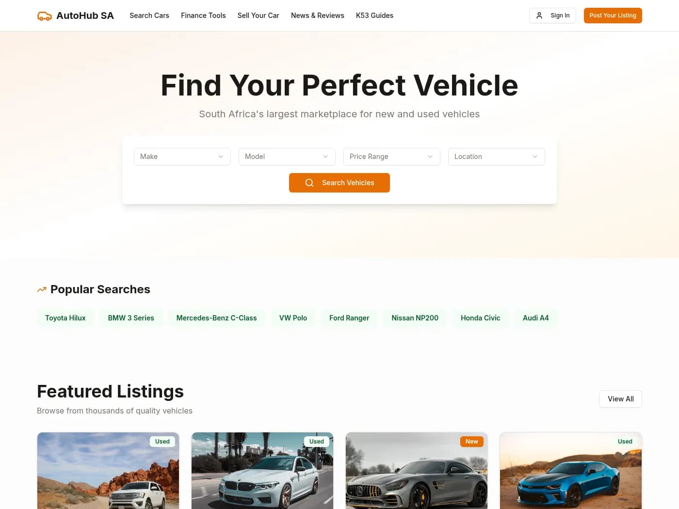 South African Vehicle Marketplace & Resource Hub