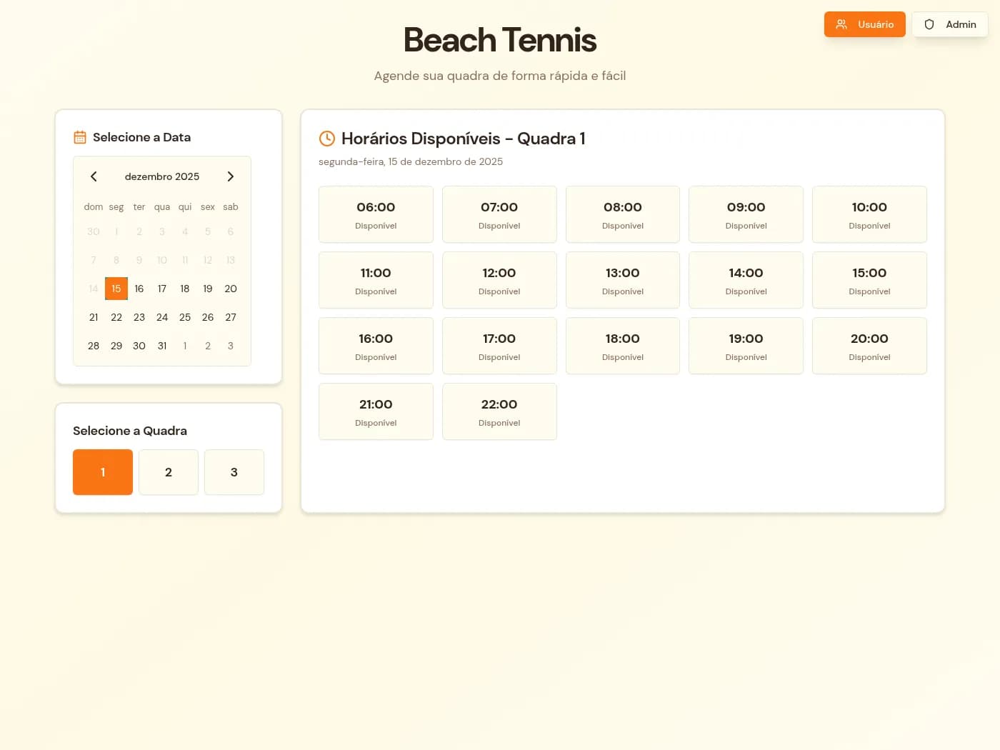 SaaS de Agendamento de Quadras de Beach Tennis
