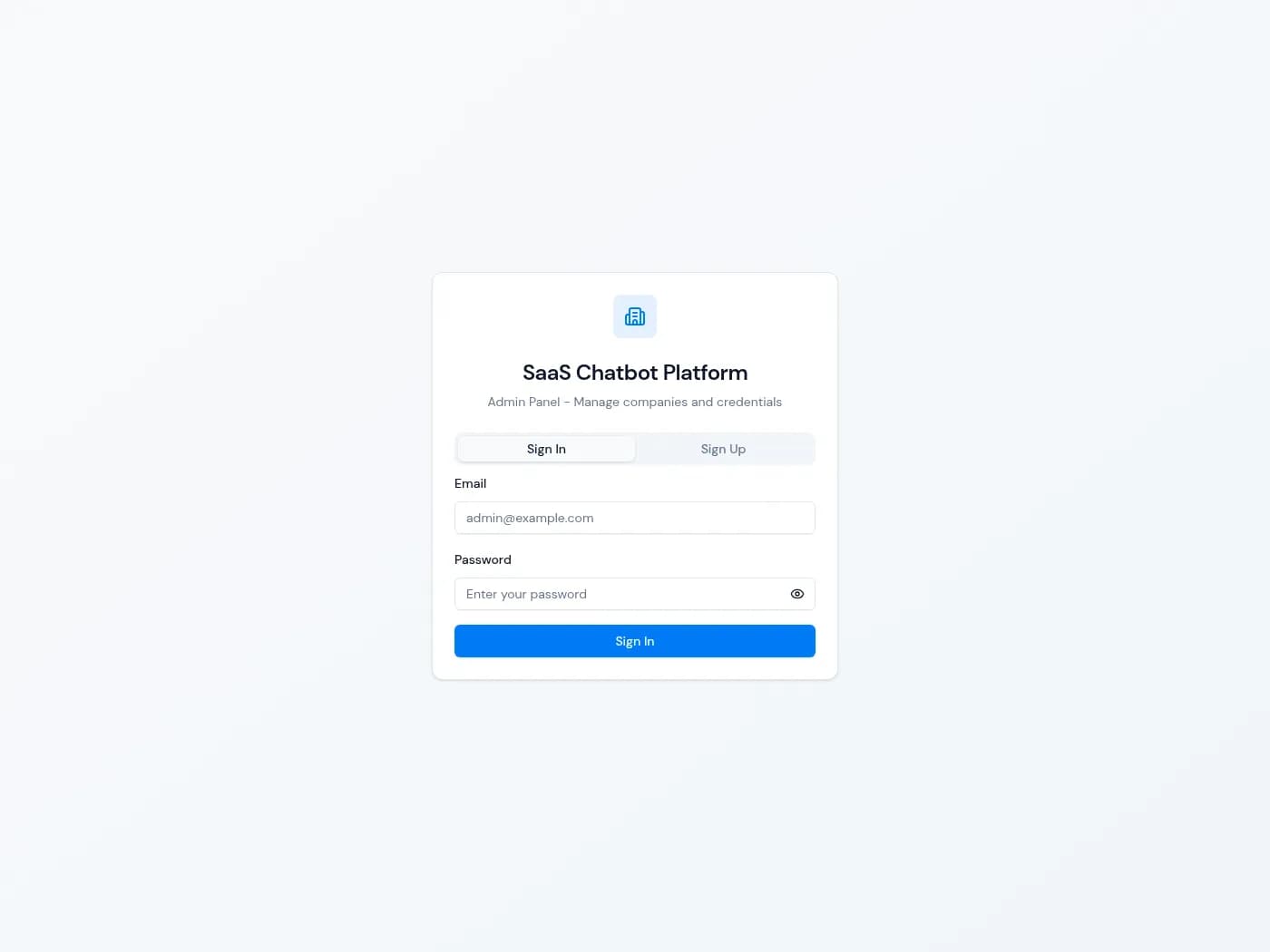 Multi-Company SaaS Chatbot Platform Admin Panel