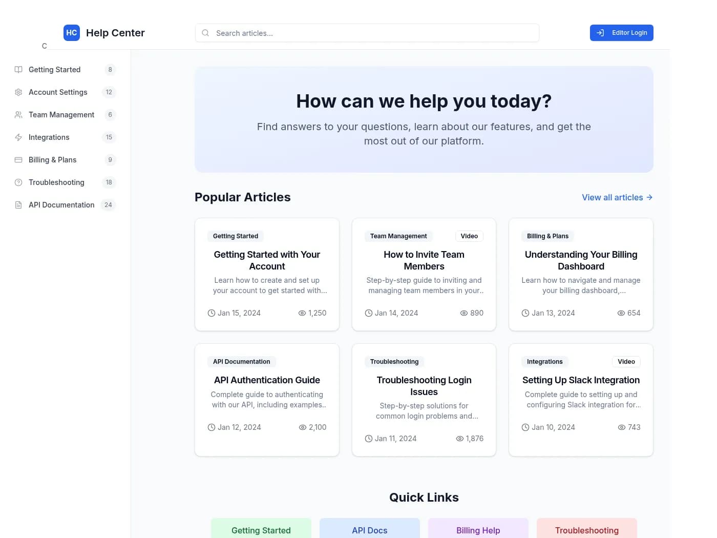 SaaS Company Help Center & Wiki
