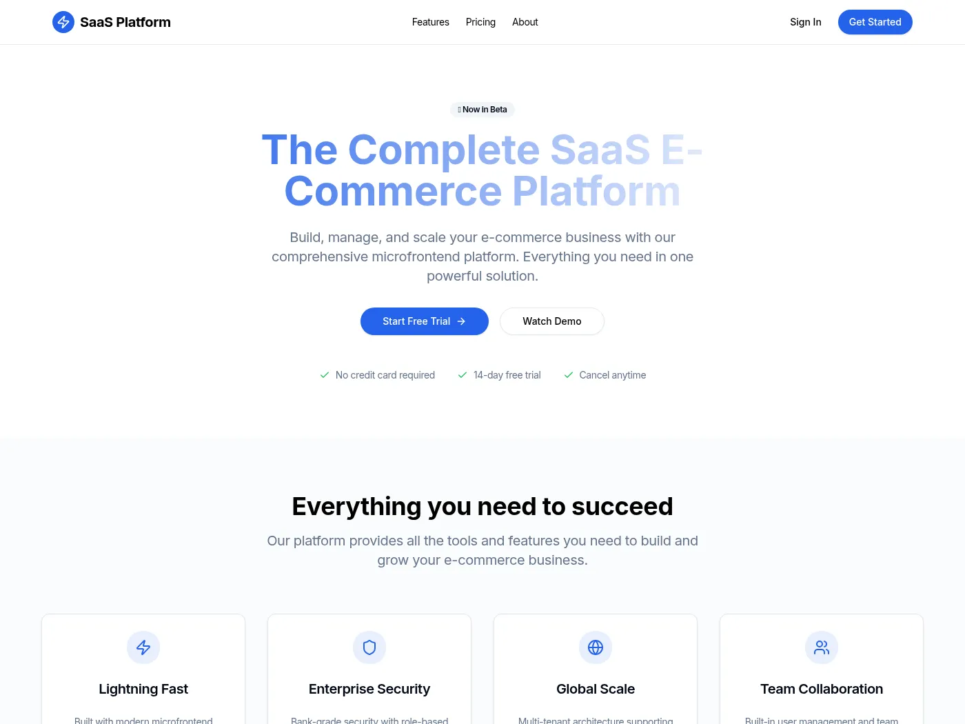SaaS E-Commerce Microfrontend Platform with Shared Components