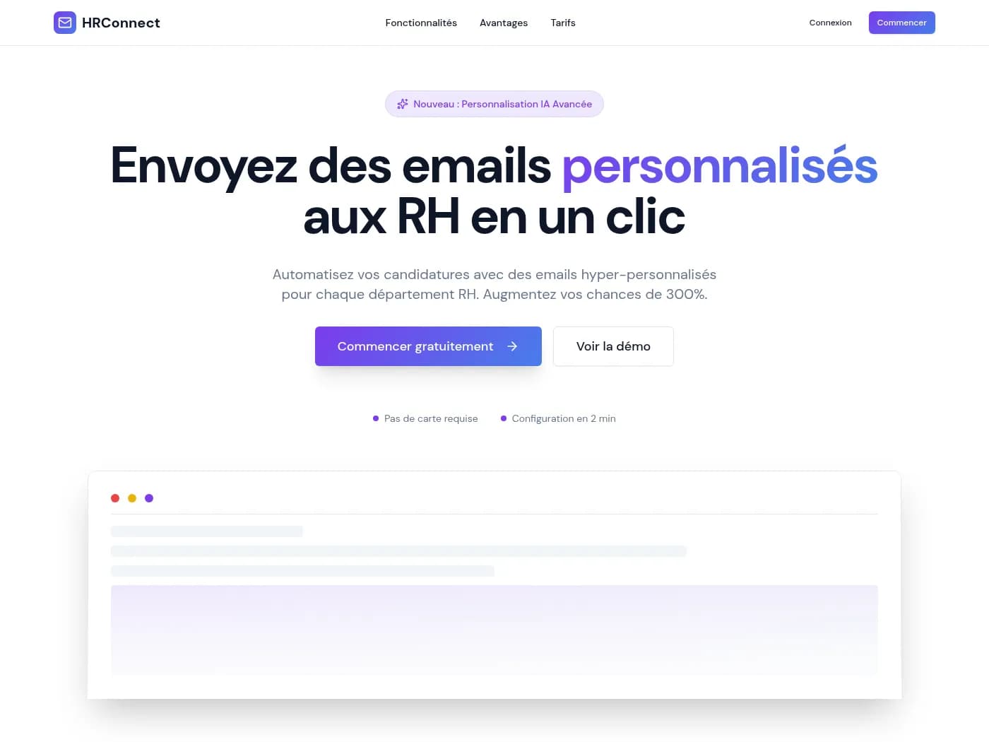 SaaS Landing Page for Personalized HR Email Tool