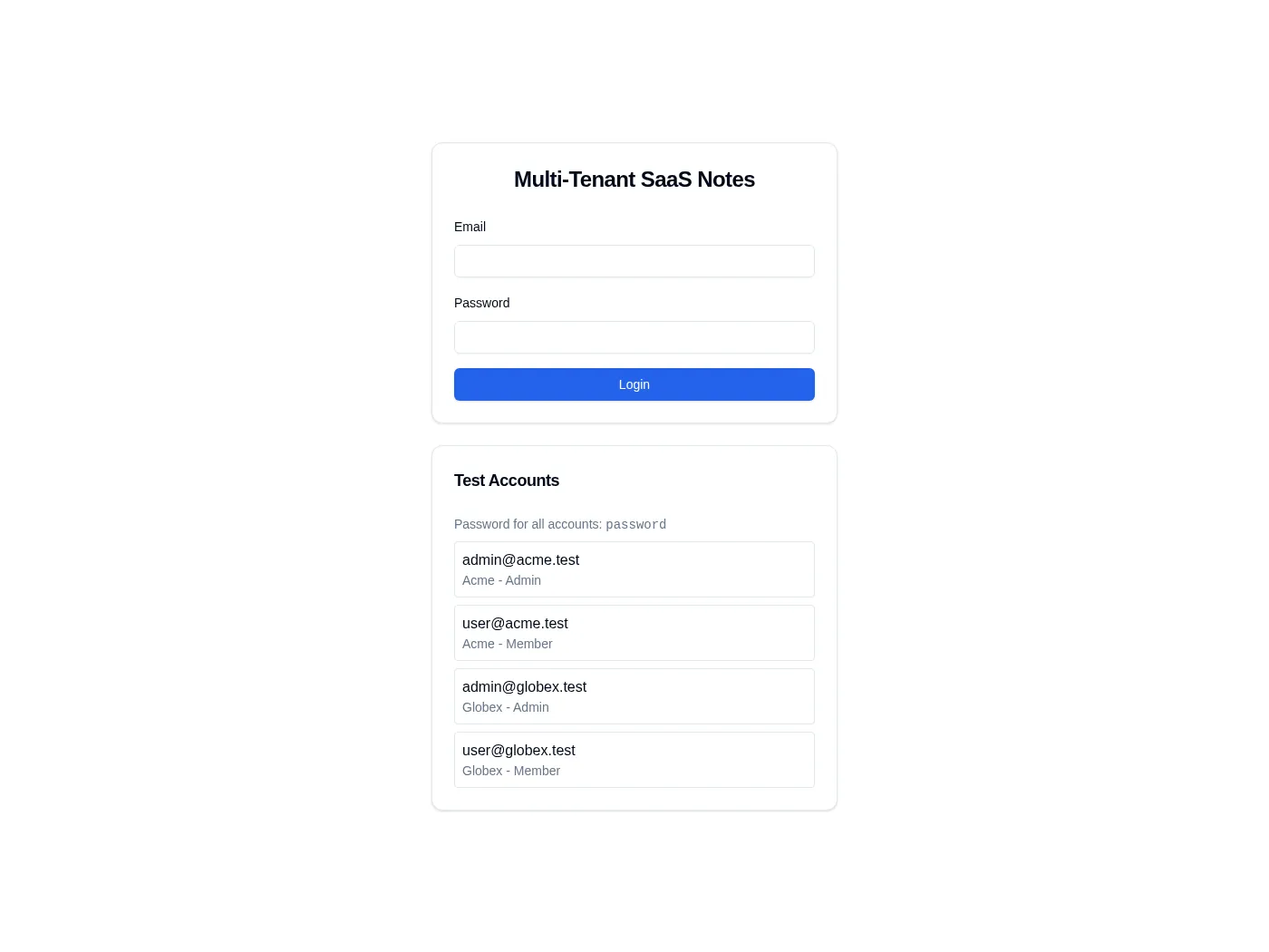 Multi-Tenant SaaS Notes Application with Role-Based Access and Subscription Management