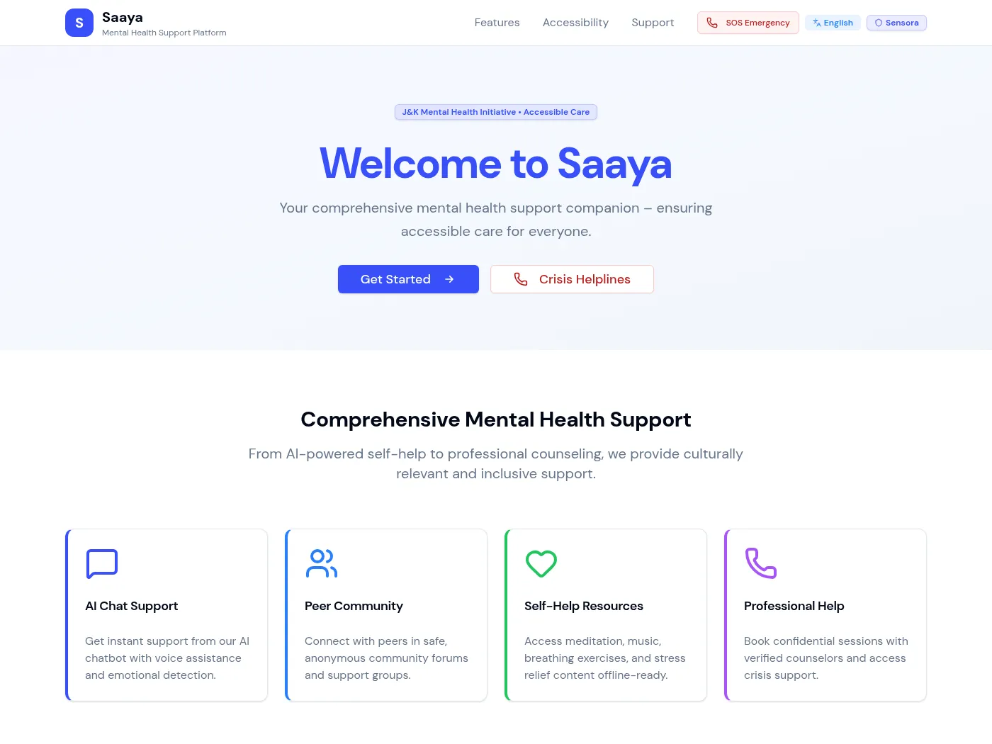 Saaya - Digital Platform for Mental Health Support
