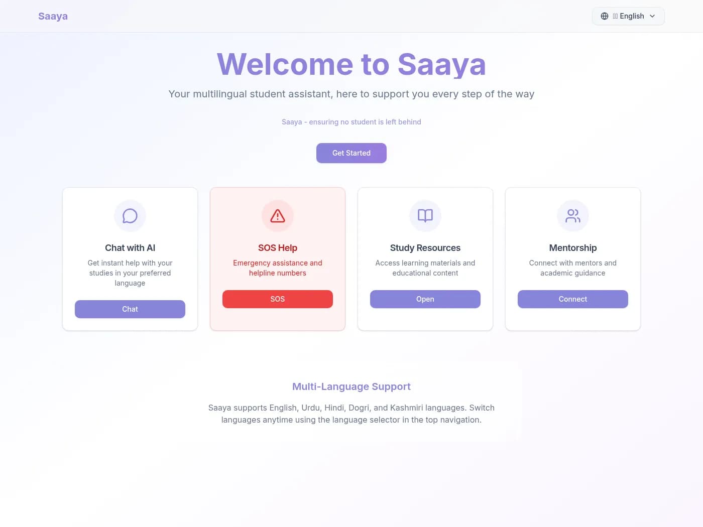 Saaya - Multilingual Student Assistant App