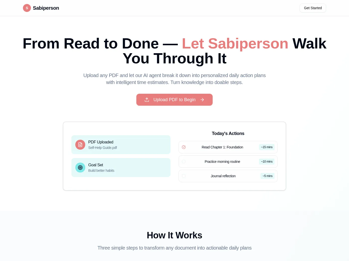 Sabiperson: AI-Powered PDF-to-Action Plan Web App