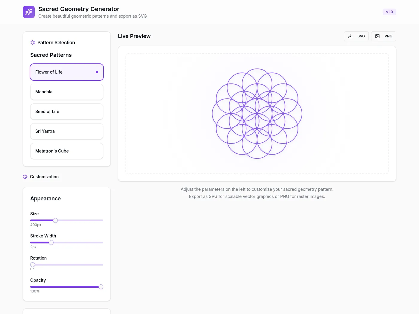 Sacred Geometry SVG Generator