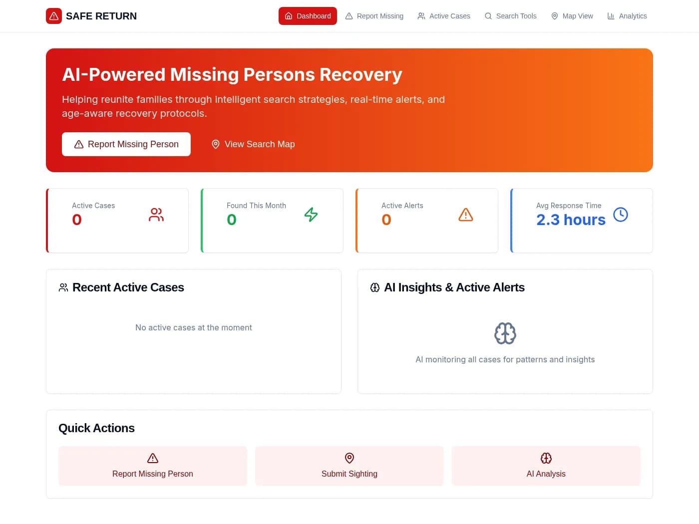 SAFE RETURN – AI-Powered Missing Persons Recovery Platform