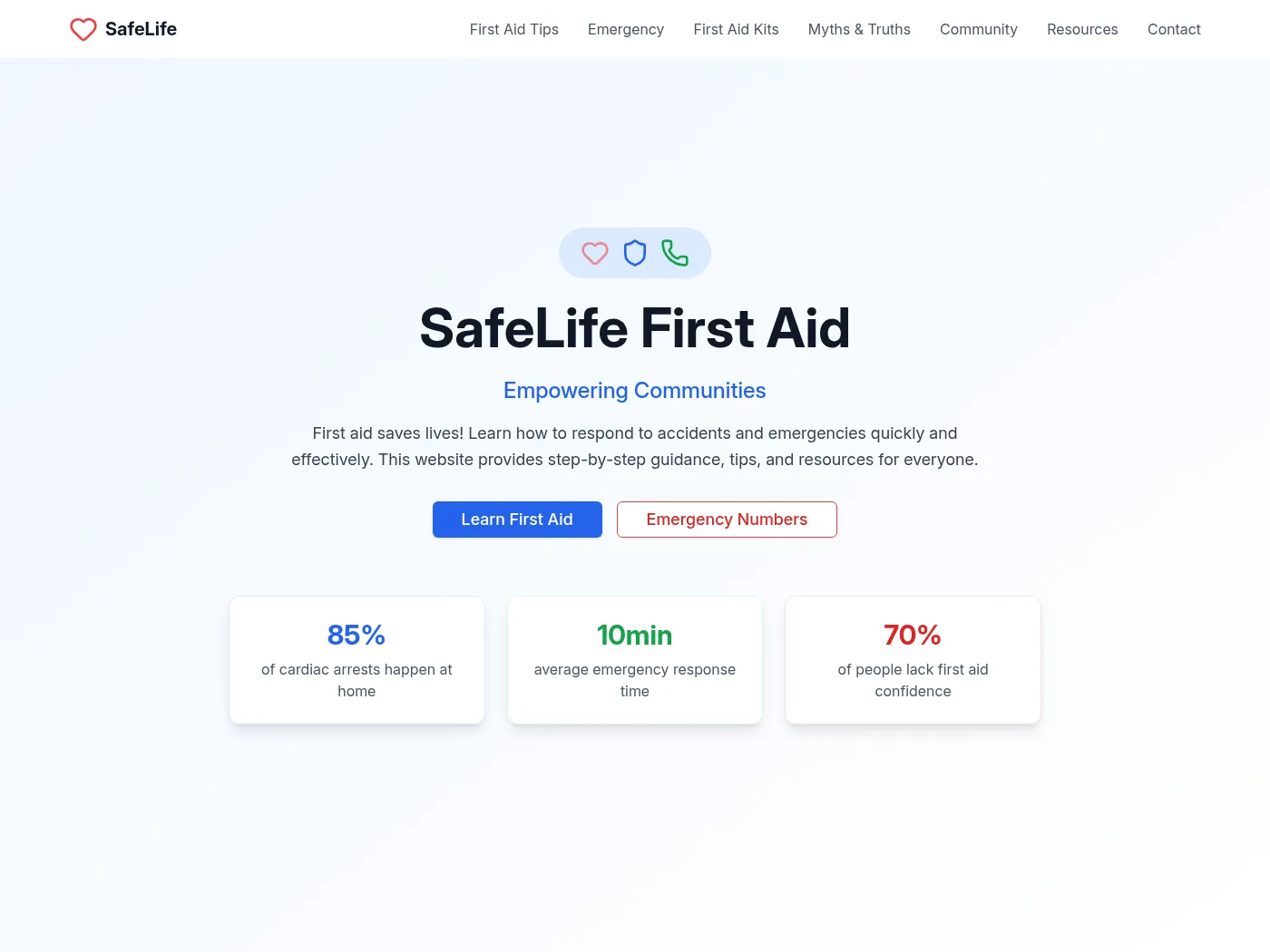 SafeLife First Aid – Community Emergency Preparedness Website