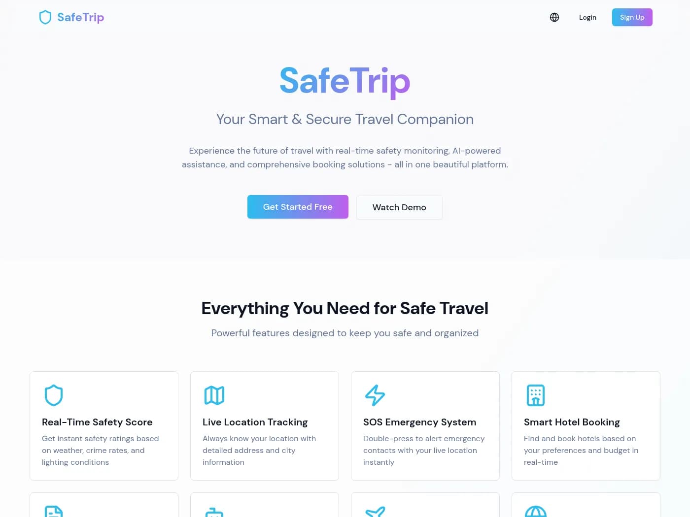 SafeTrip: Your Smart & Secure Travel Companion Website