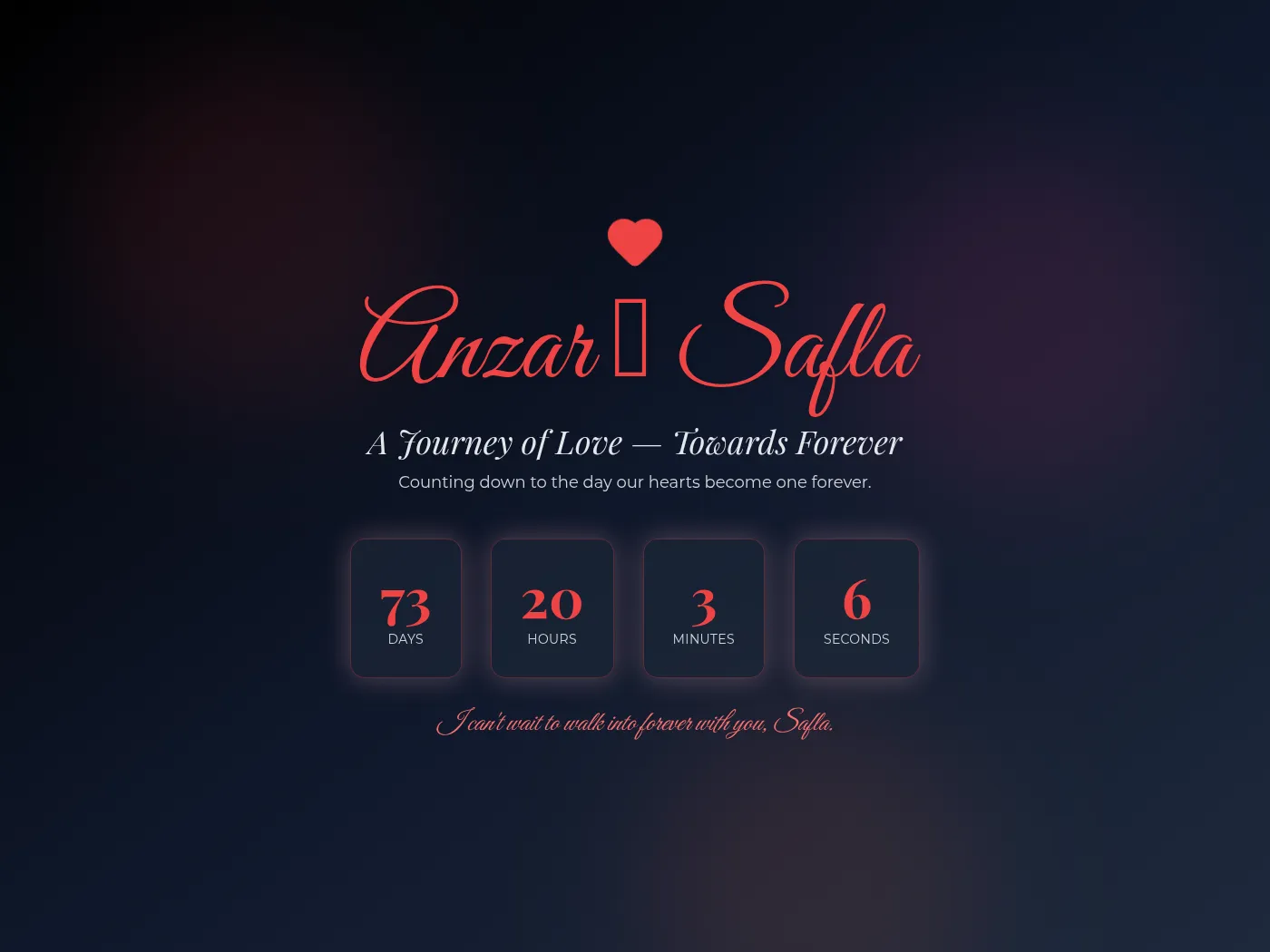 Safla & Anzar's Magical Wedding Countdown