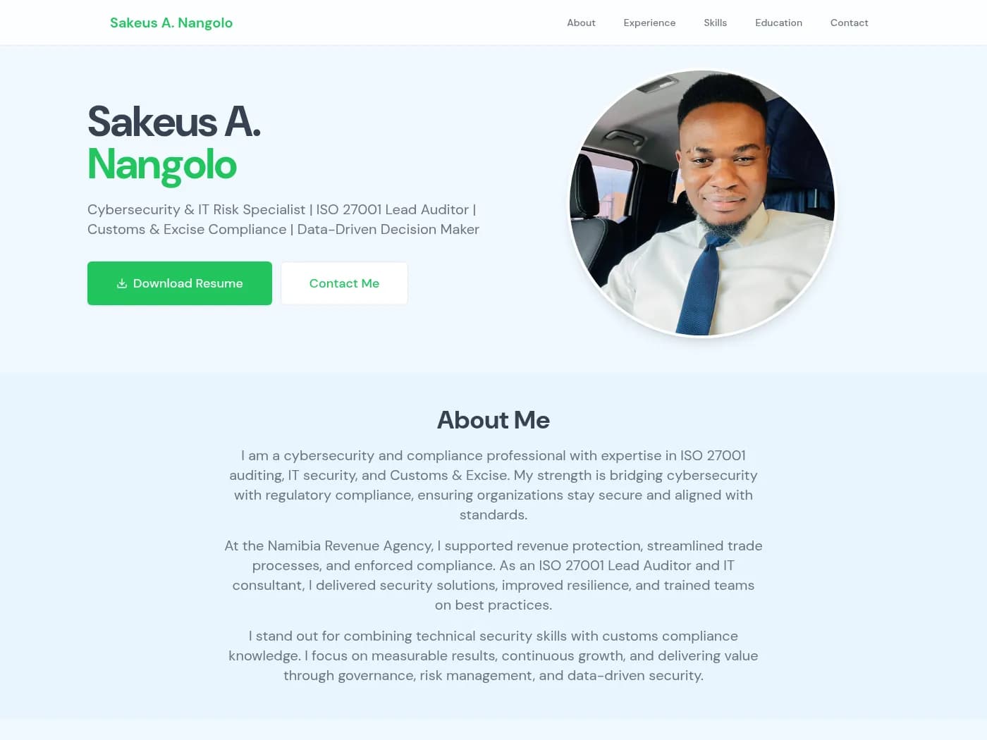 Sakeus A. Nangolo Personal Website