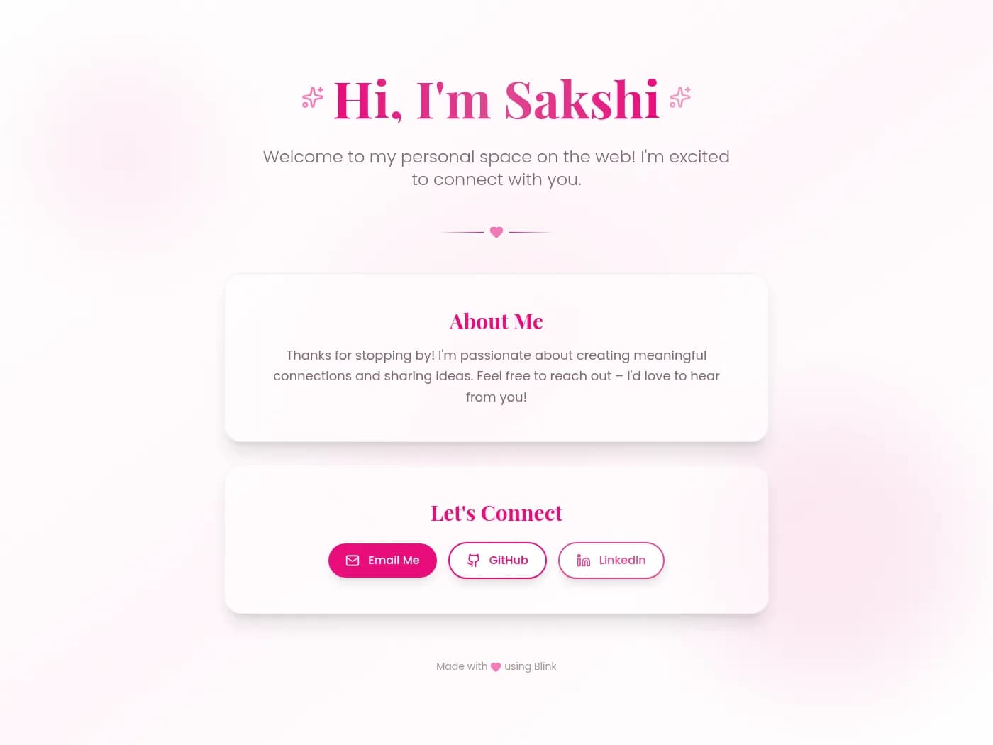 Sakshi's Personal Welcome Page