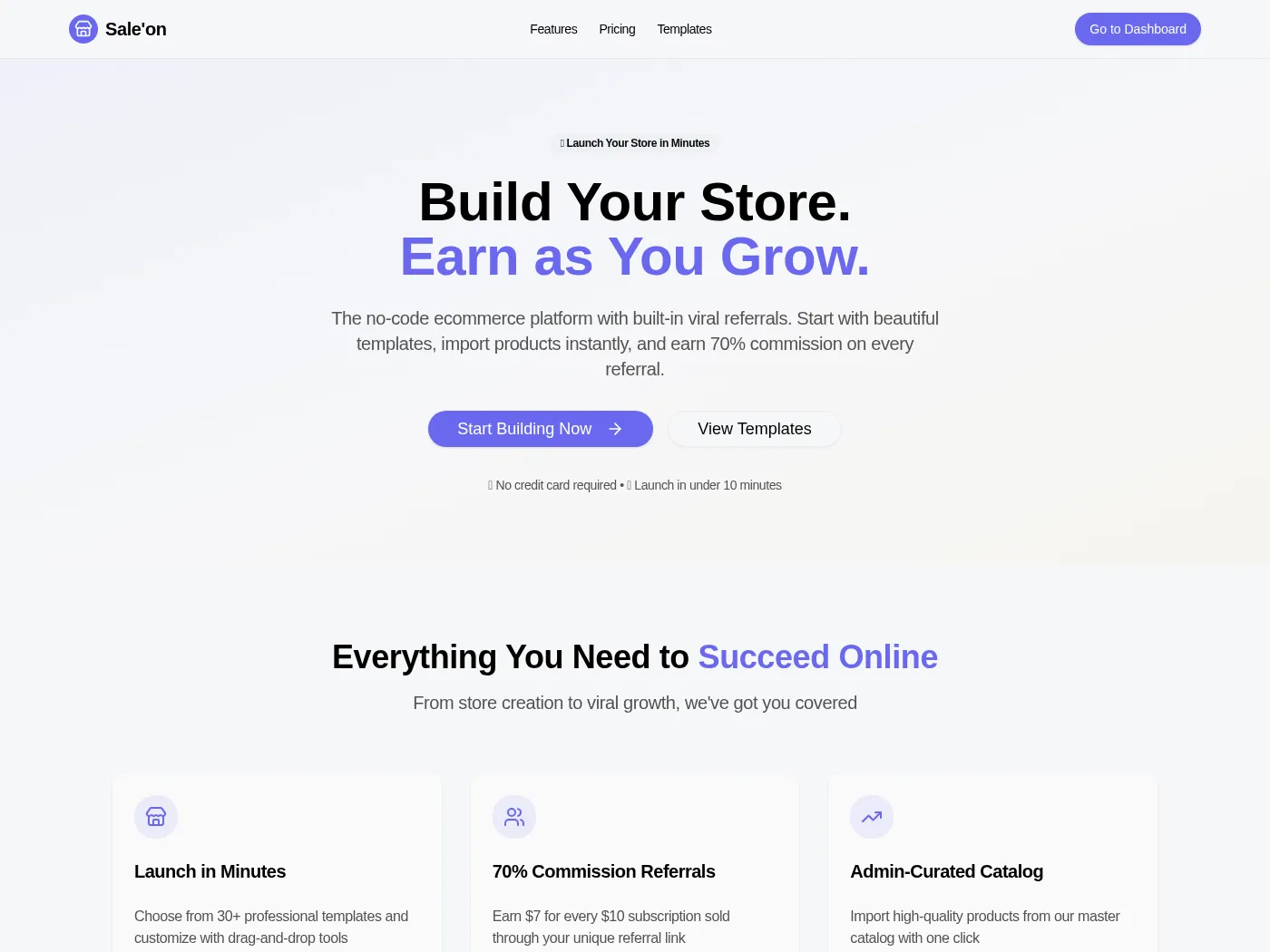 Sale’on: The No-Code Ecommerce Platform with Built-In Viral Referrals