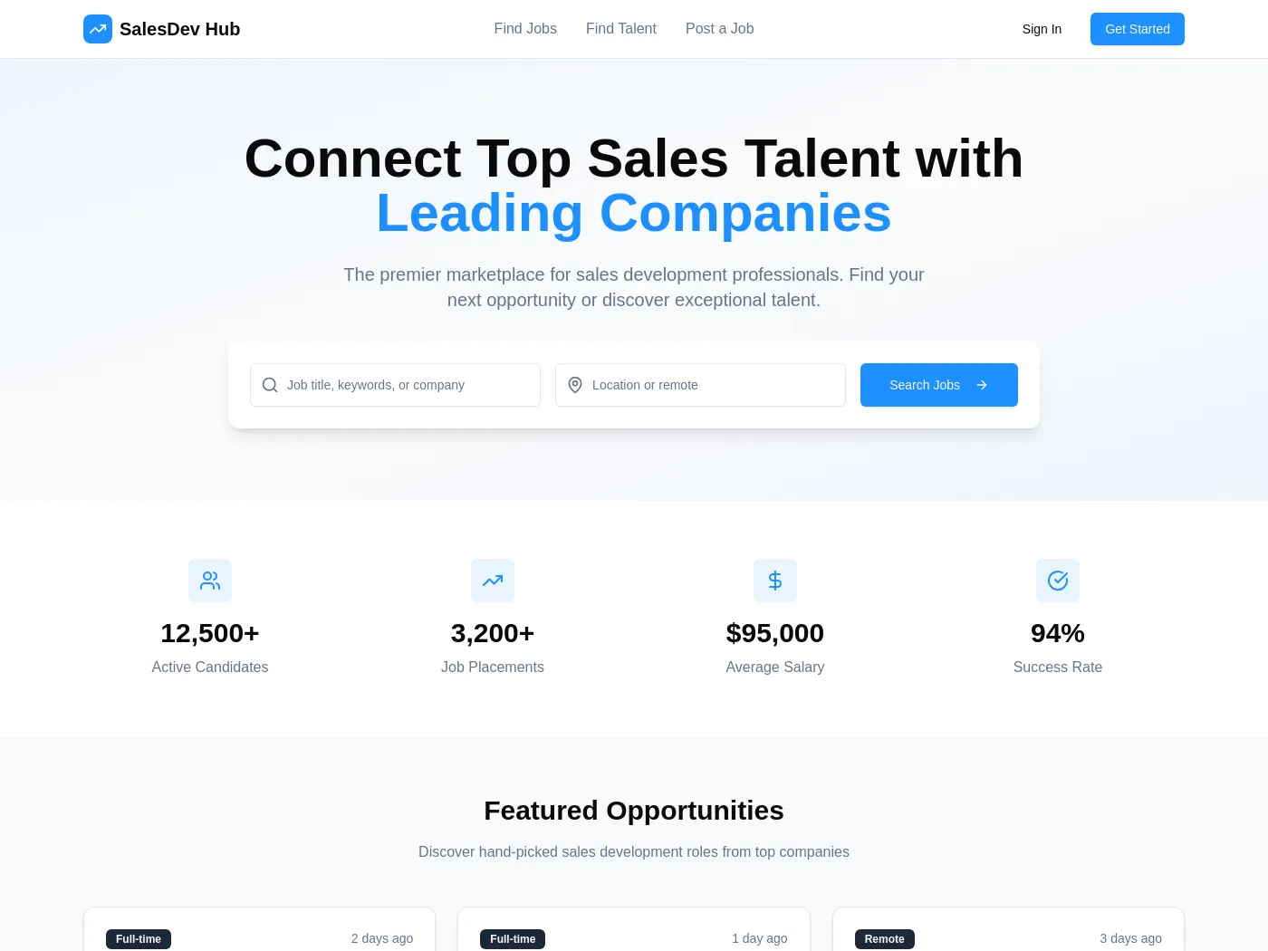 Sales Development Job Board Marketplace