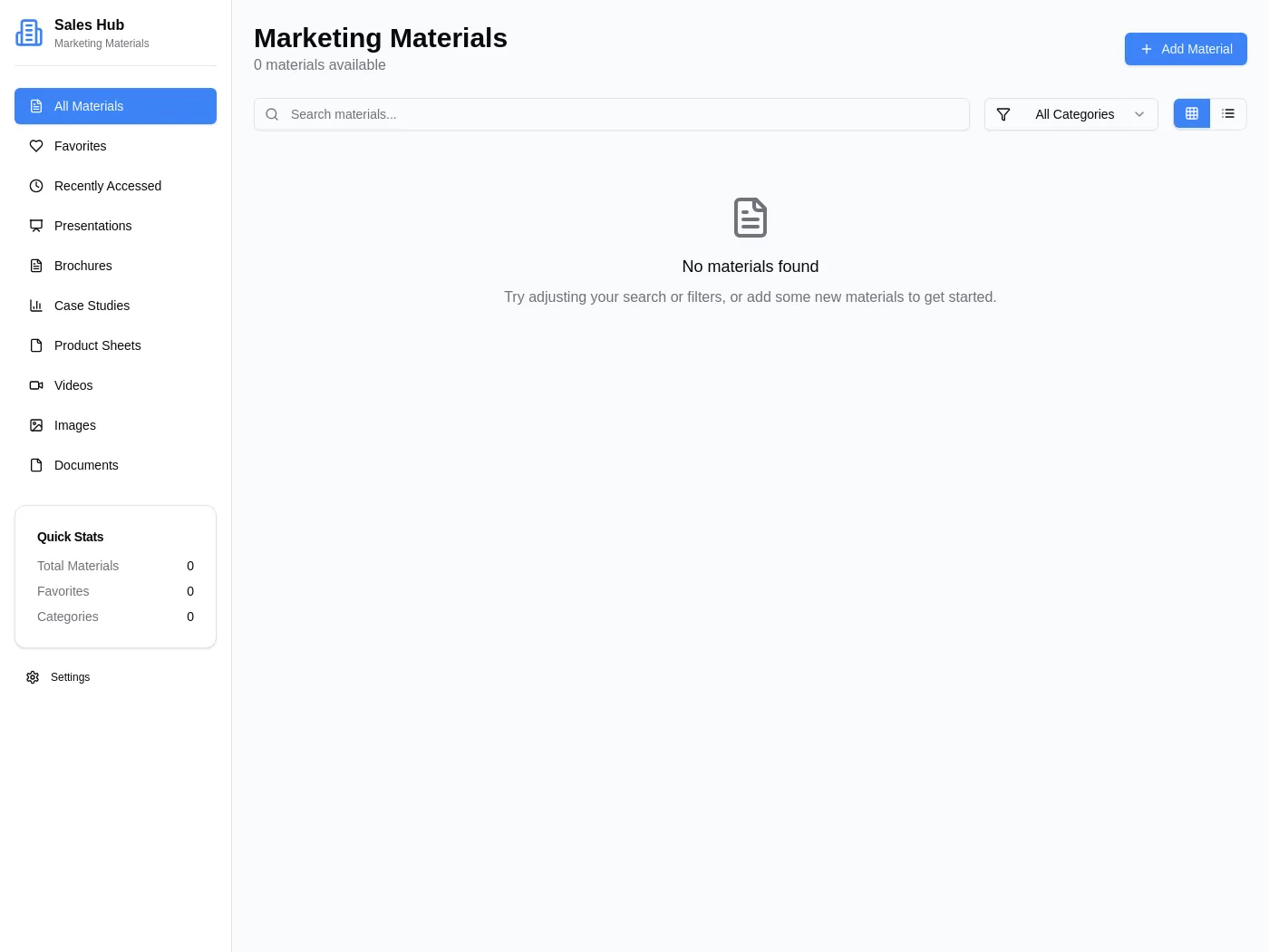 Sales Marketing Material Hub for Companies