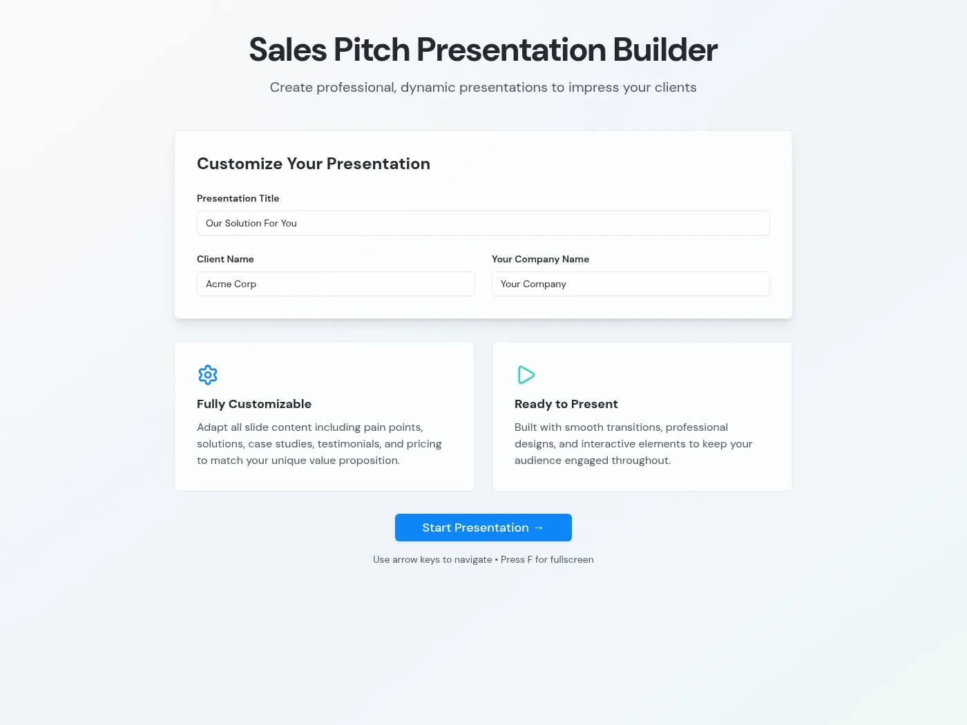 Sales Pitch Presentation Builder