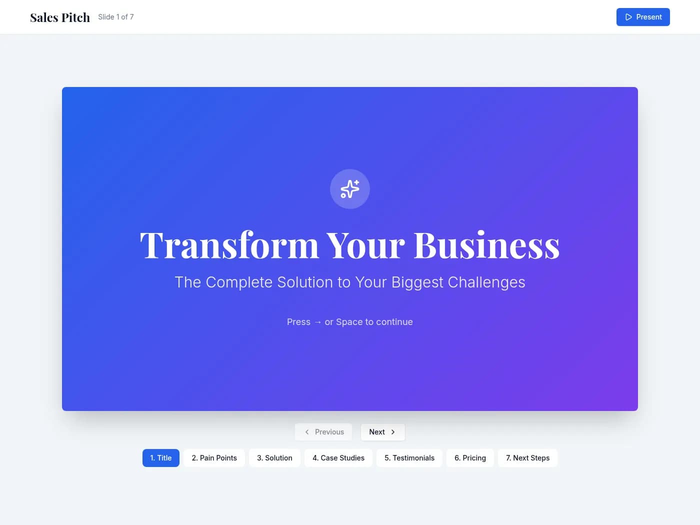 Sales Pitch Presentation Builder