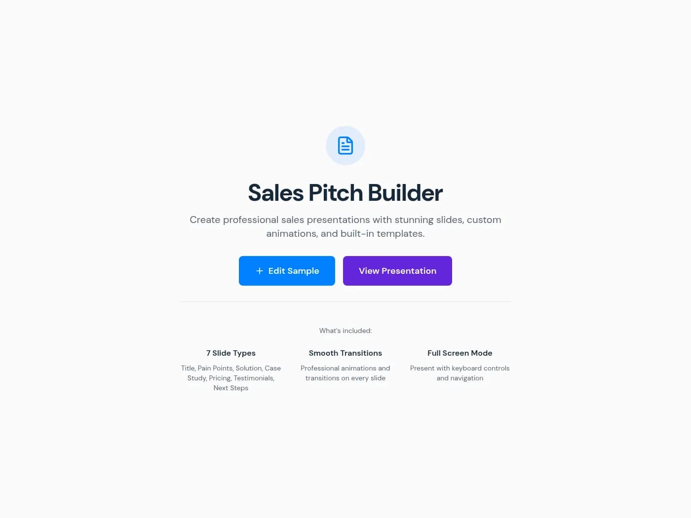 Sales Pitch Presentation Builder
