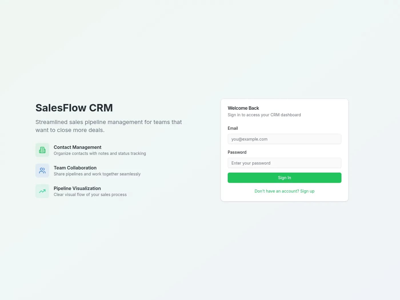 SalesFlow CRM – Simple Multi-User Sales Pipeline Tracker