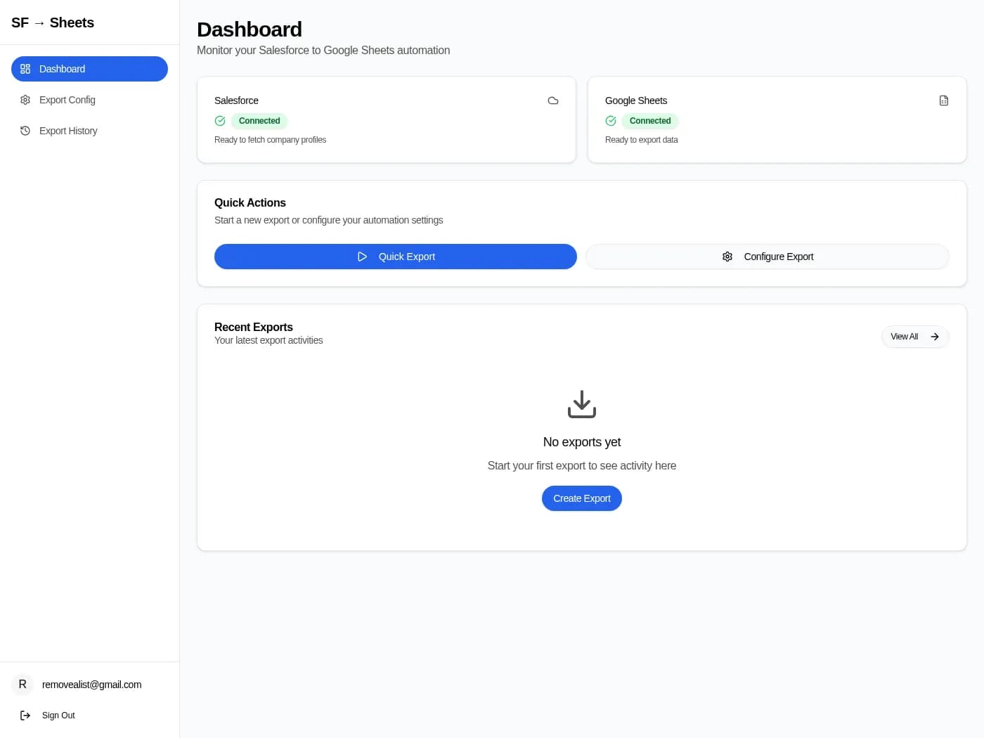 Salesforce to Google Sheets Export Automation