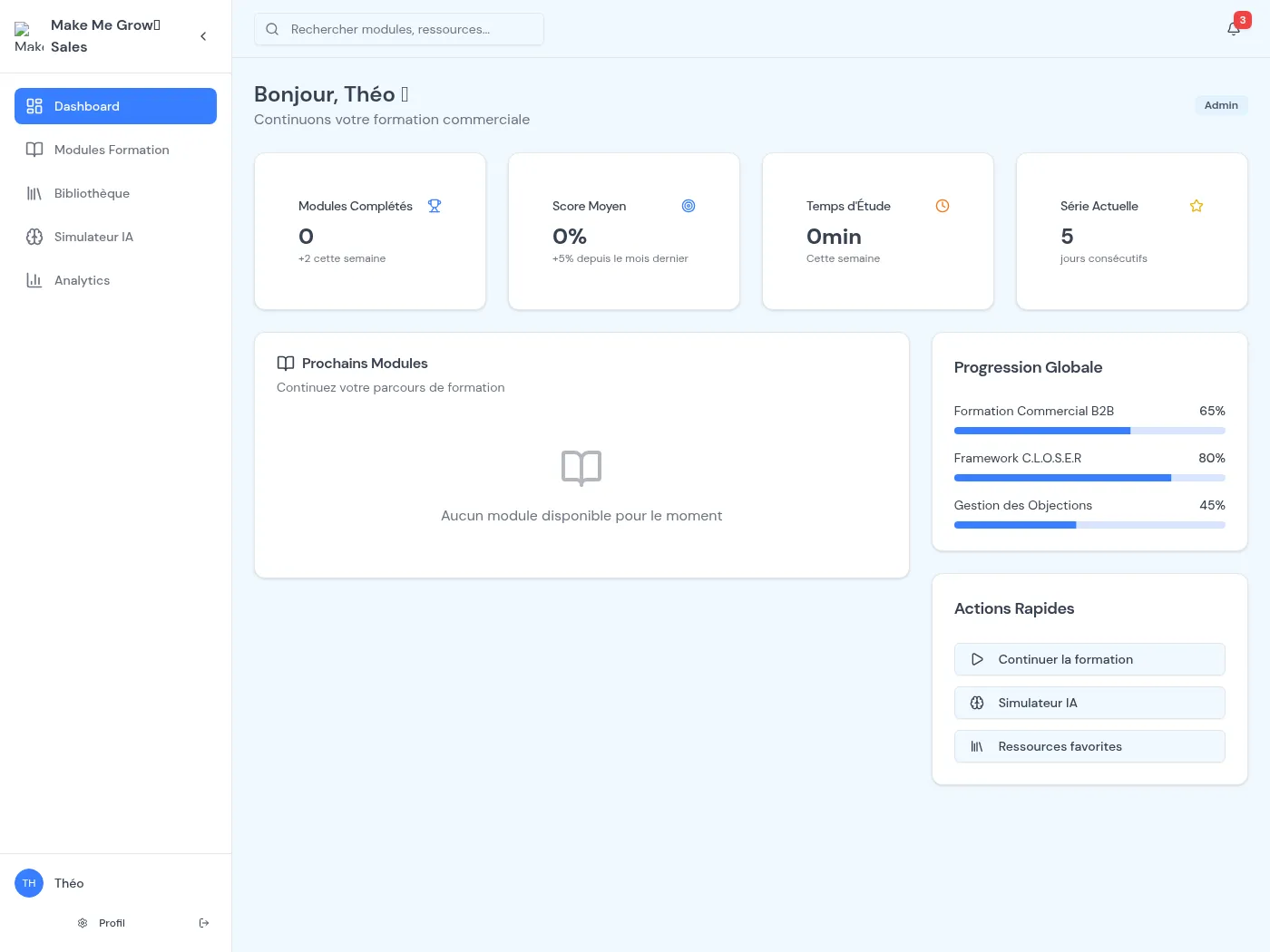 SalesPro Academy - WebApp de formation commerciale B2B premium pour PME